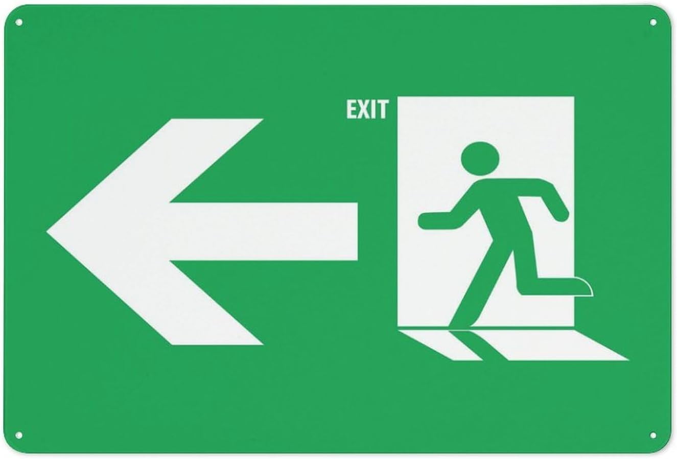 Exit Sign Arrow Left Sign Safe Sign, Signs Outdoor, 12 X 8 In, Sign For ...