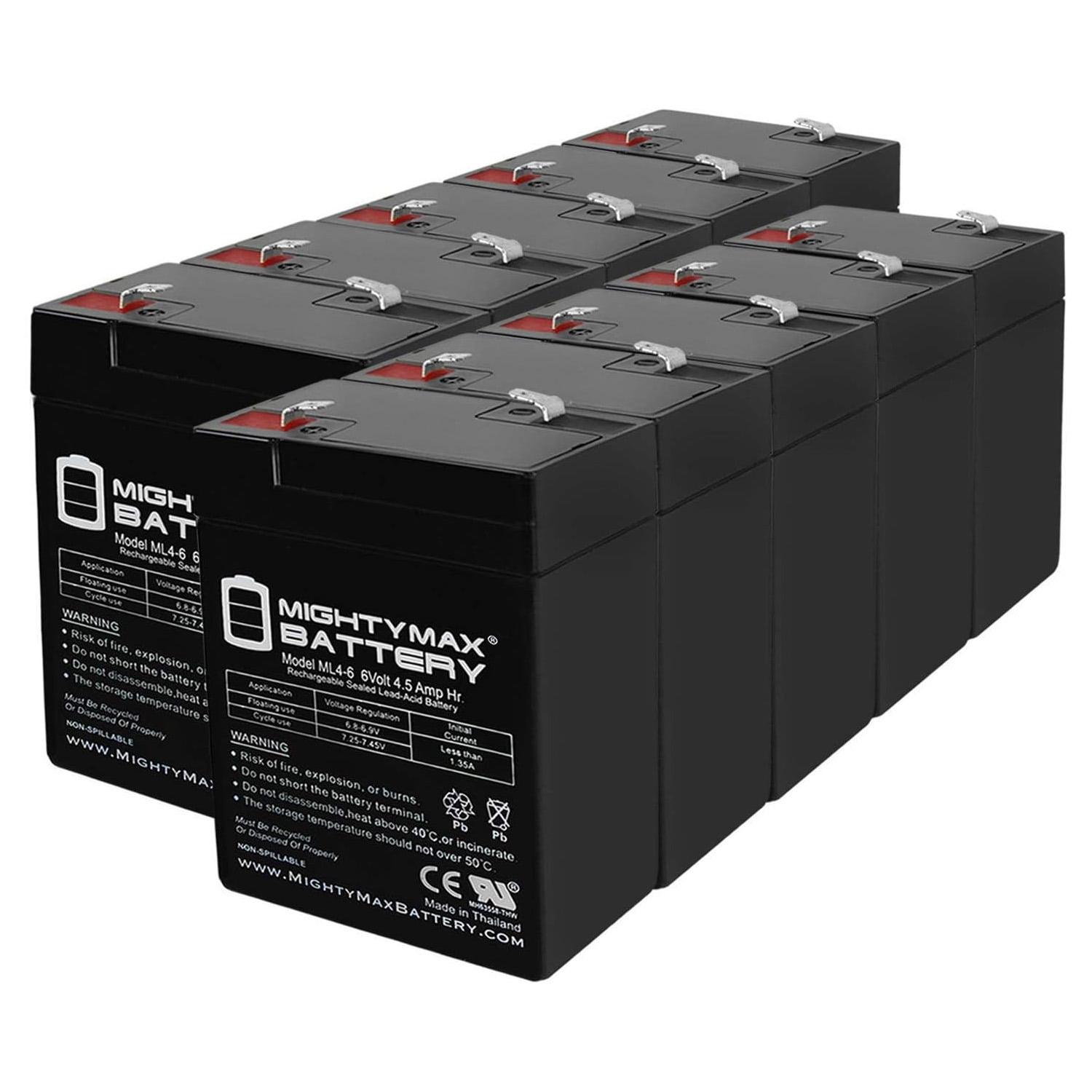 Exit Sign Battery 6V 4.5Ah backup - 10 Pack - Walmart.com