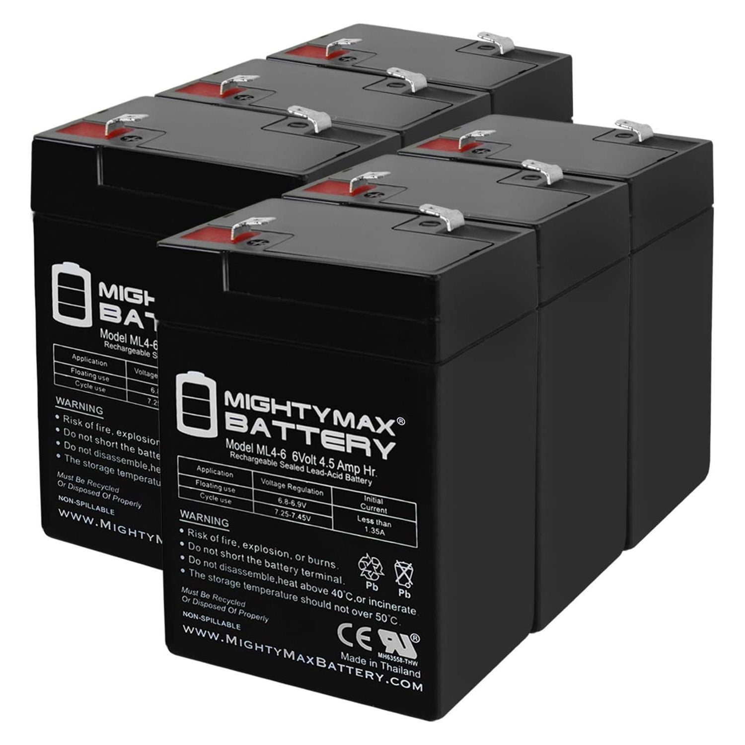 Exit Sign Battery 6V 4.5Ah backup - 6 Pack - Walmart.com