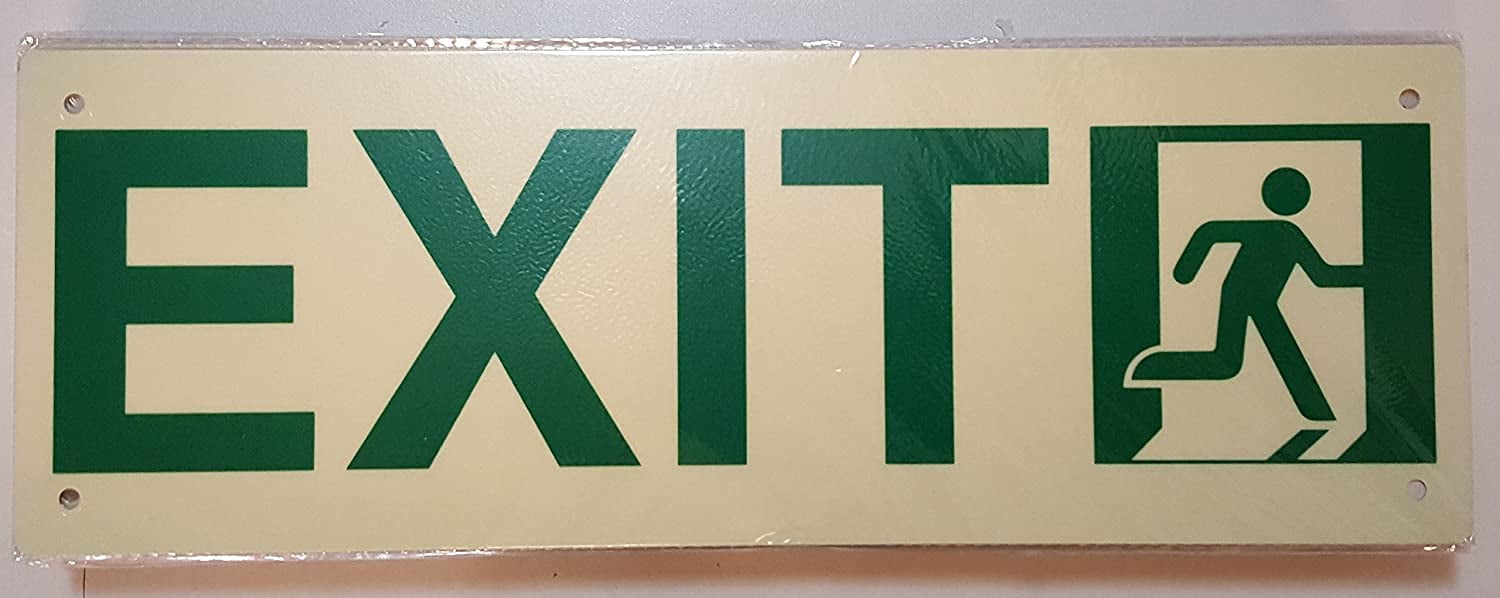 Exit Sign (Glow in The Dark Sign - Photoluminescent,High Intensity ...