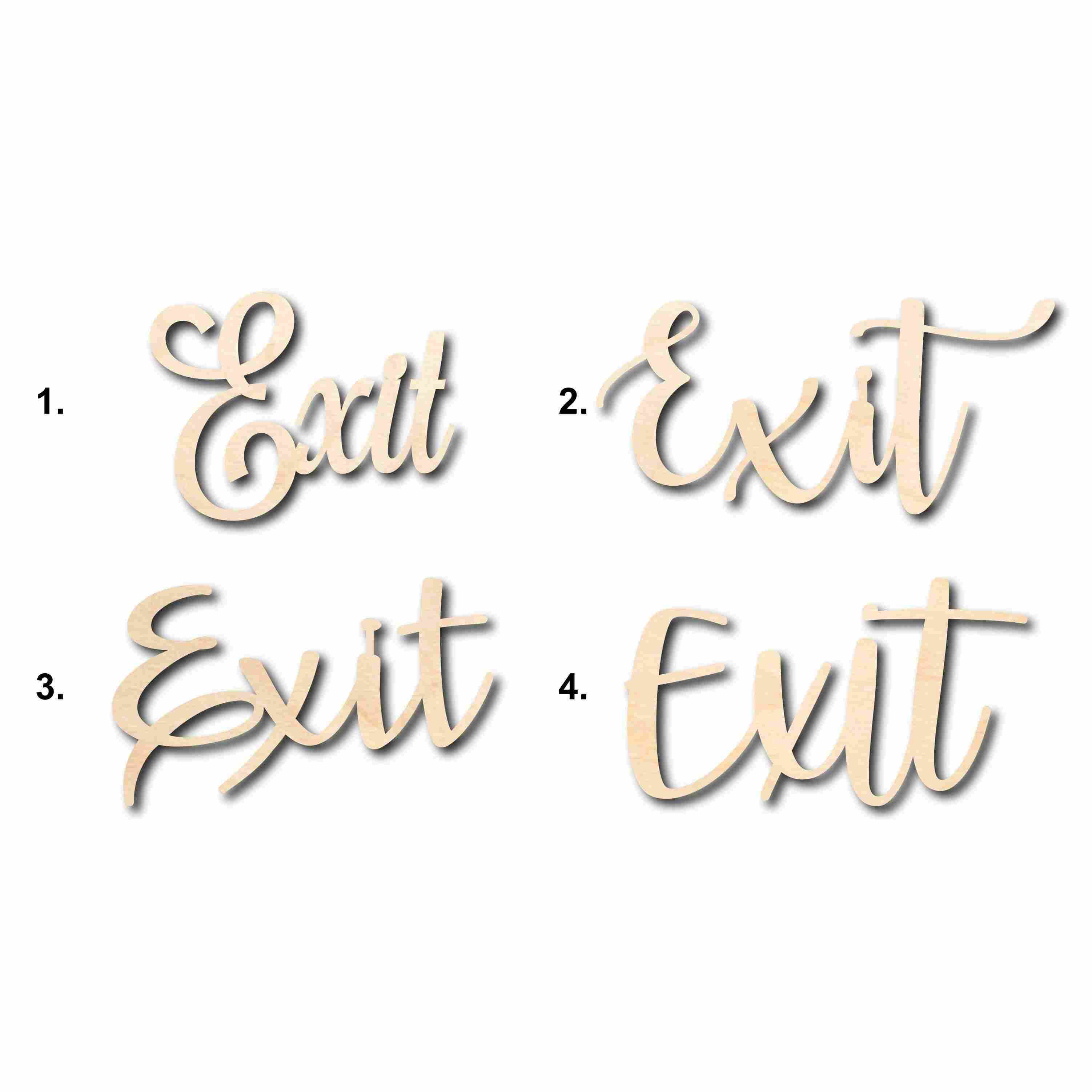 Exit Sign Unfinished Wood Cutout Home Decor DIY Option 3- 12" Wide / 1/ ...