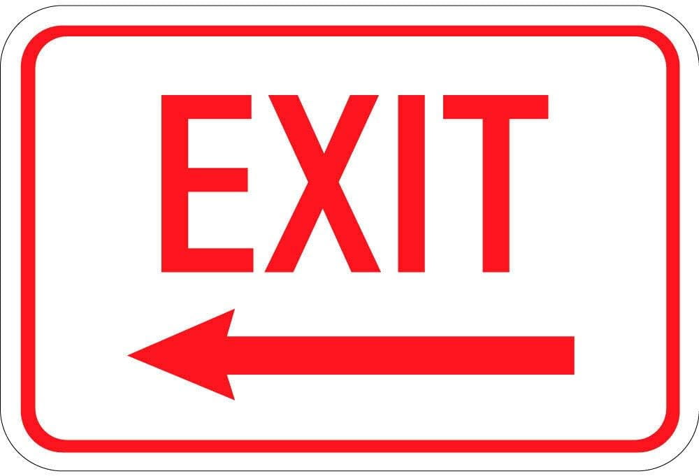 Exit Sign With Left Arrow Metal Aluminum Sign Safety Signs Warning Sign ...