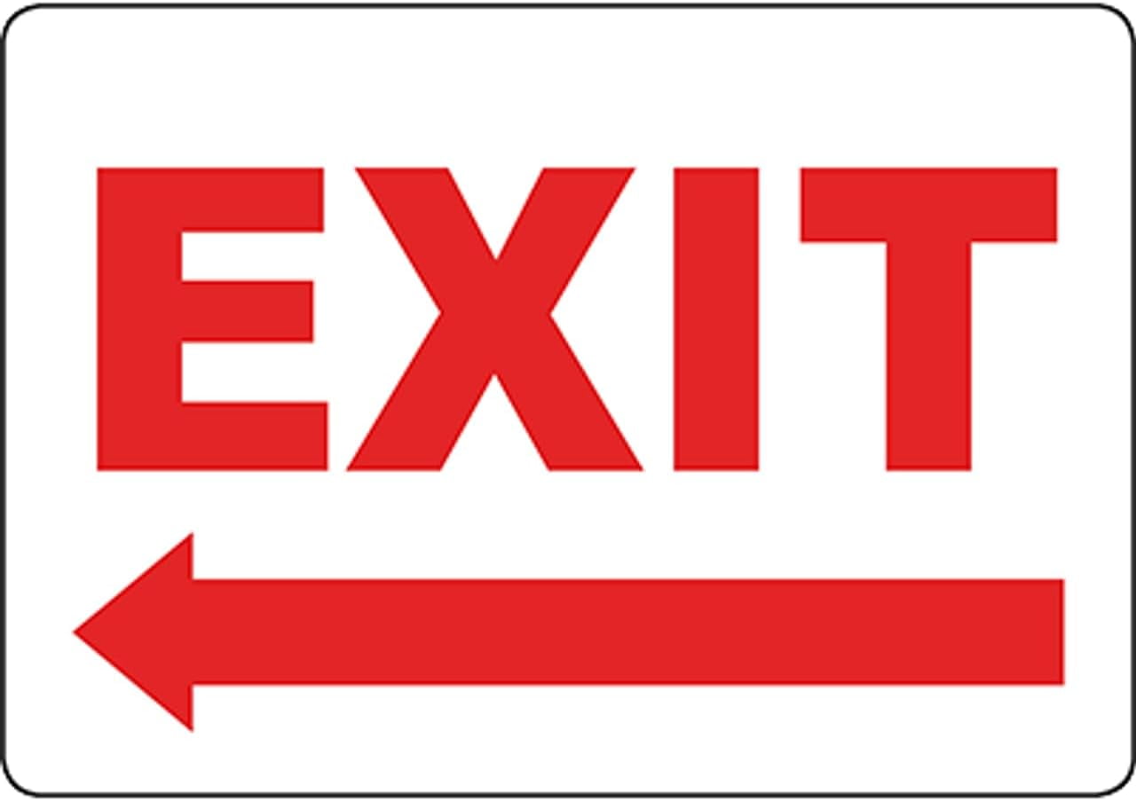 Exit Sign w/Left Arrow Safety Signs Directional Safety Signs 8x12 Inch ...