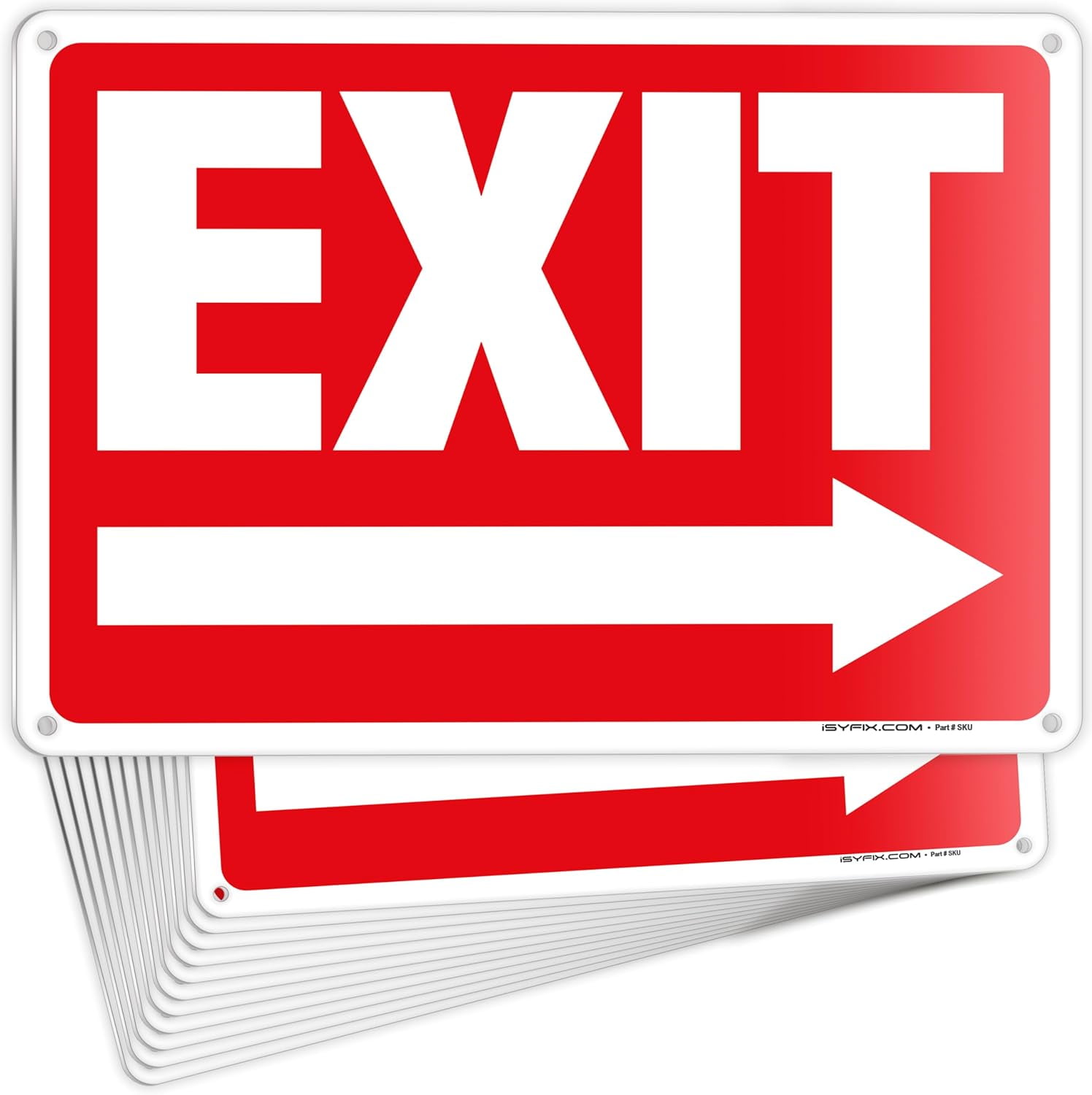 Exit Signs 12 Pack 10x7 Inch with Directional Right Arrows - Rust Free ...