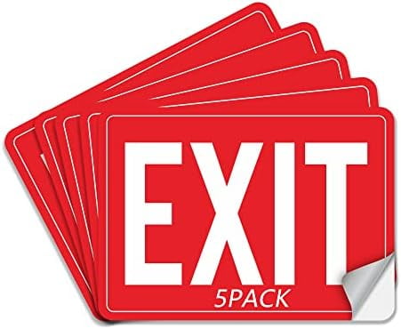 Exit Signs for Business, 5-pack 10x7inch Premium Self-Adhesive Vinyl ...