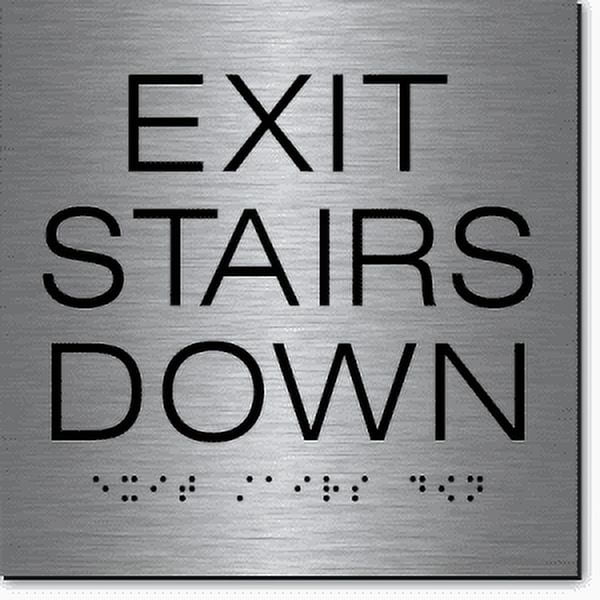 Exit Stairs Down Sign-Steel / Black (1 Unit) - Walmart.com