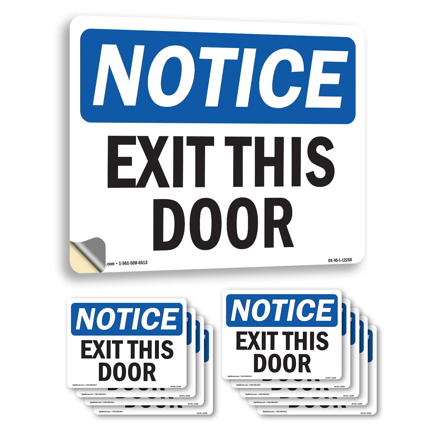 Exit This Door OSHA Notice Vinyl Decal Label 10 Inch x 7 Inch - 10 Pack ...