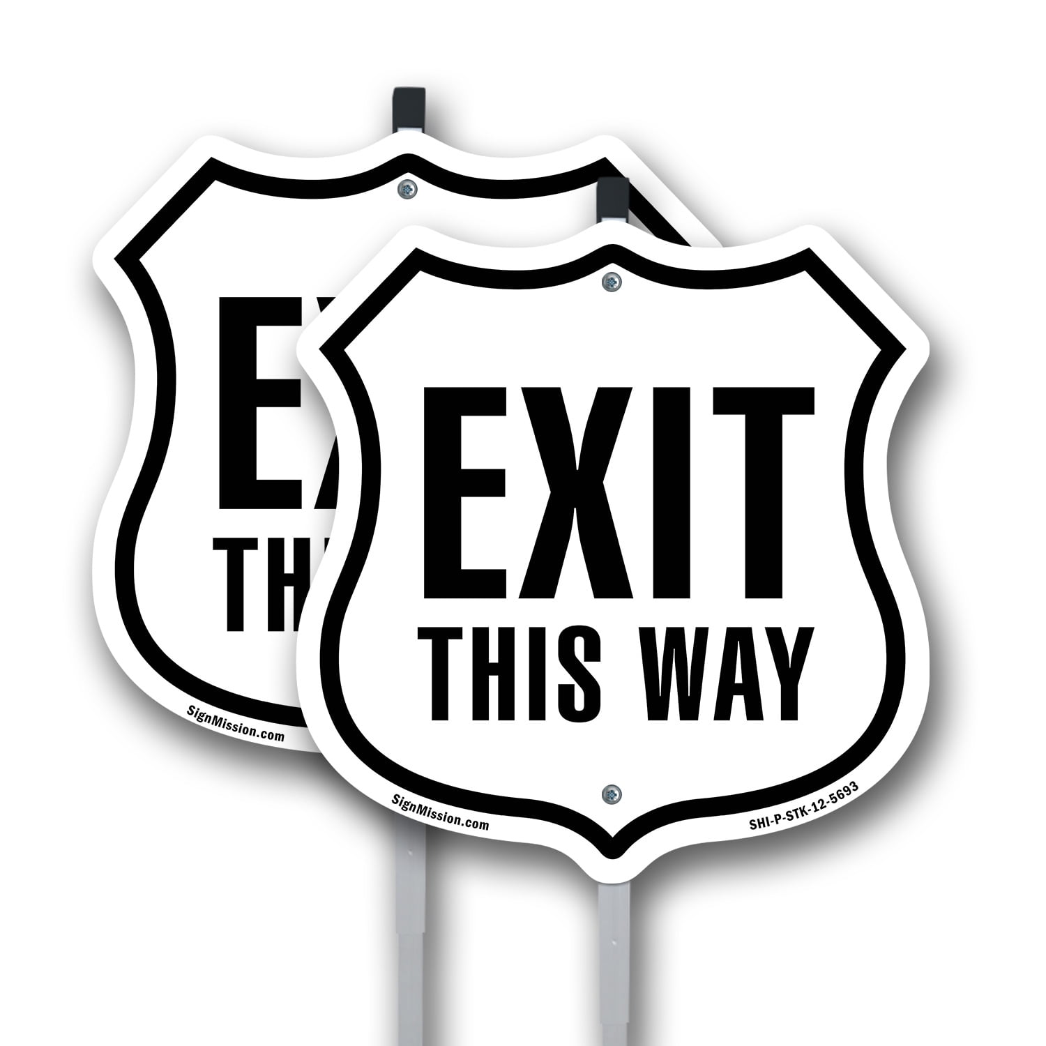 Exit This Way (2 Pack) 12 inch X 12 inch Shield Shaped Rust-Free ...
