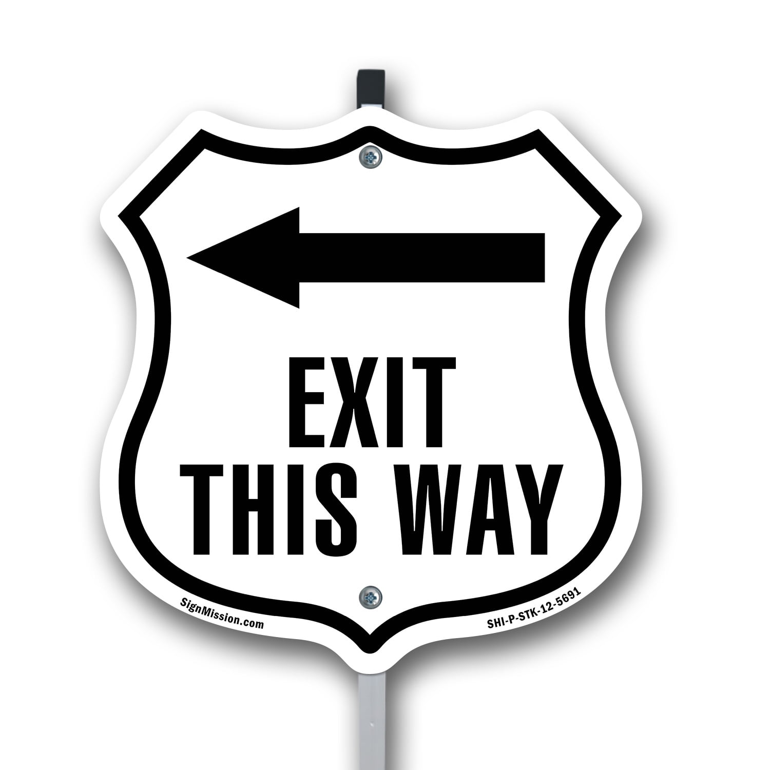 Exit This Way Left 12 inch X 12 inch Shield Shaped Commercial Grade ...