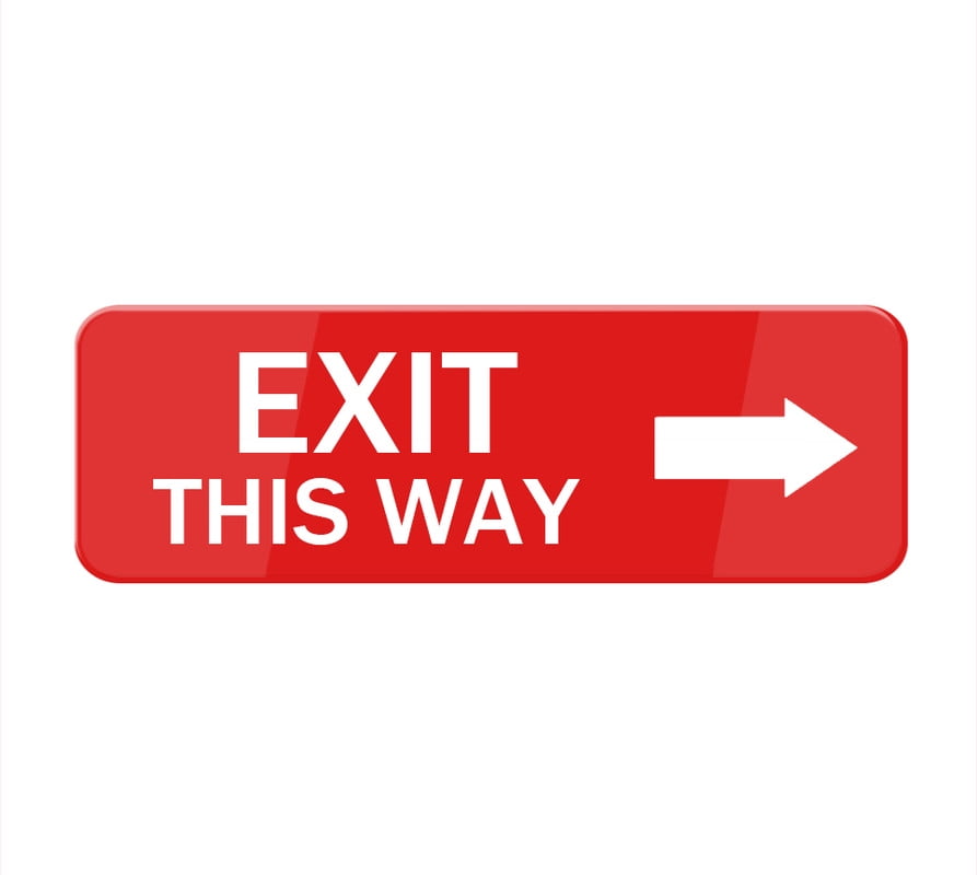 Exit This Way Sign, 10 X 3 Inch Acrylic Plastic Sign With Symbols, Self ...