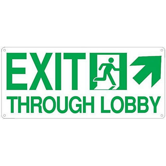 Exit Through Lobby UP RIGHT ARROW SIGN(Glow In the dark sign ...