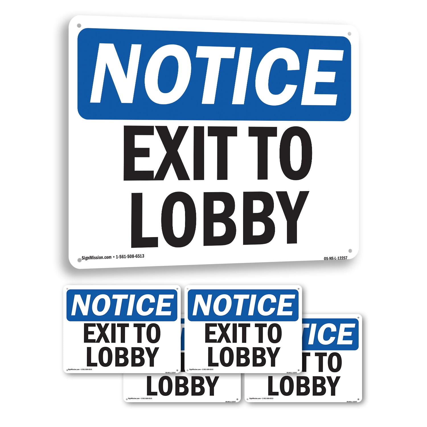Exit To Lobby OSHA Notice Rigid Plastic Sign 10 Inch x 7 Inch - 5 Pack ...