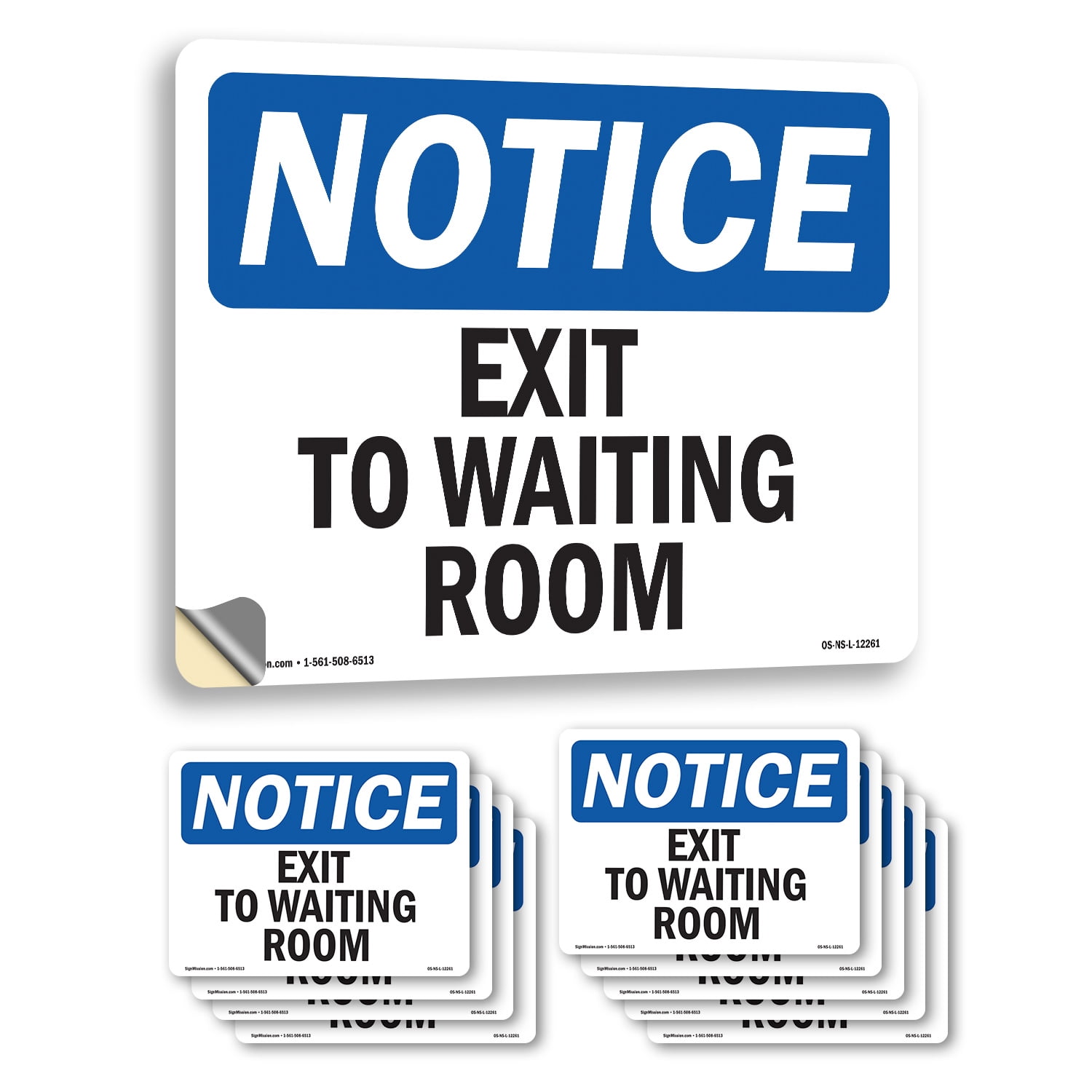Exit To Waiting Room OSHA Notice Vinyl Decal Label 18 Inch x 12 Inch ...