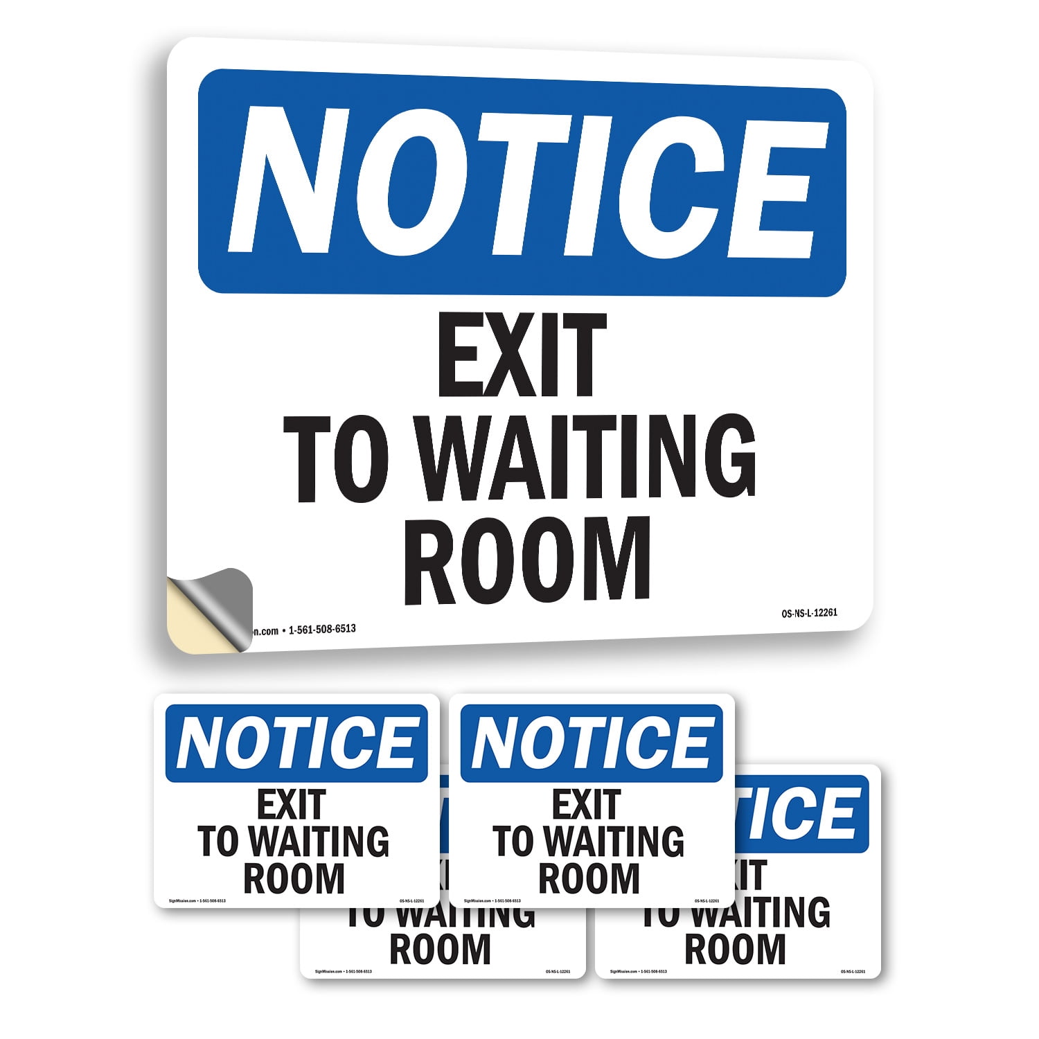 Exit To Waiting Room OSHA Notice Vinyl Decal Label 24 Inch x 18 Inch ...