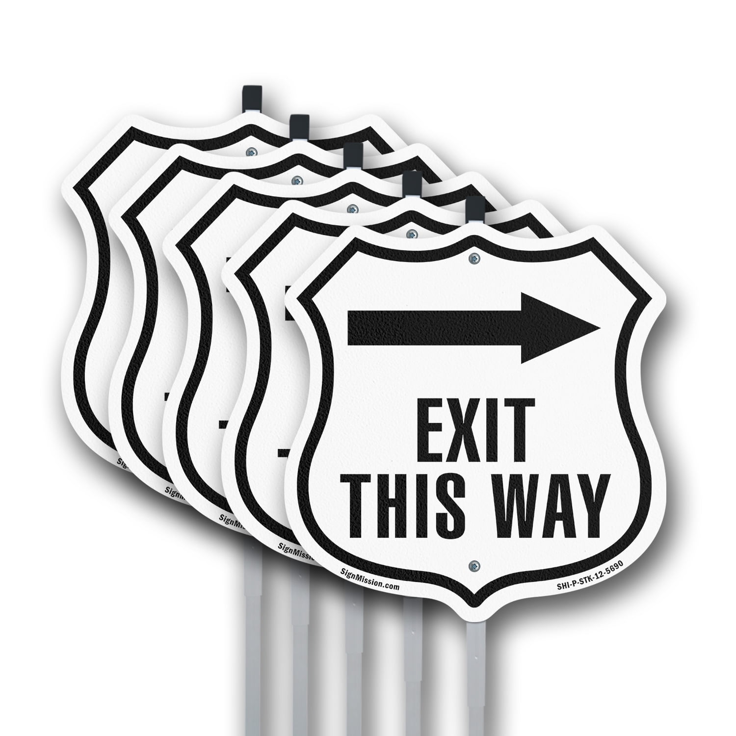 Exit This Way Right (5 Pack) 12 inch X 12 inch Shield Shaped Rust-Free ...