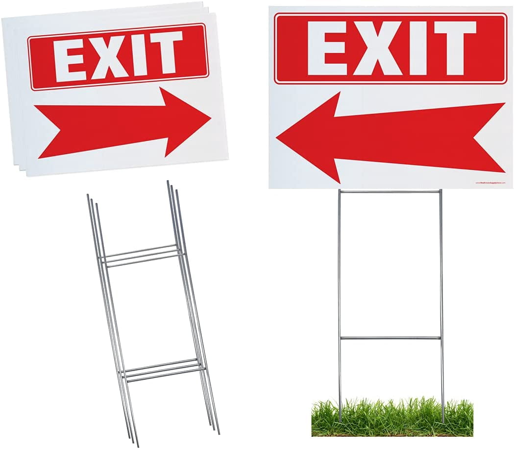 Exit Yard Sign Complete Kit Includes 3 Signs & 3 Sturdy Sign Stakes ...