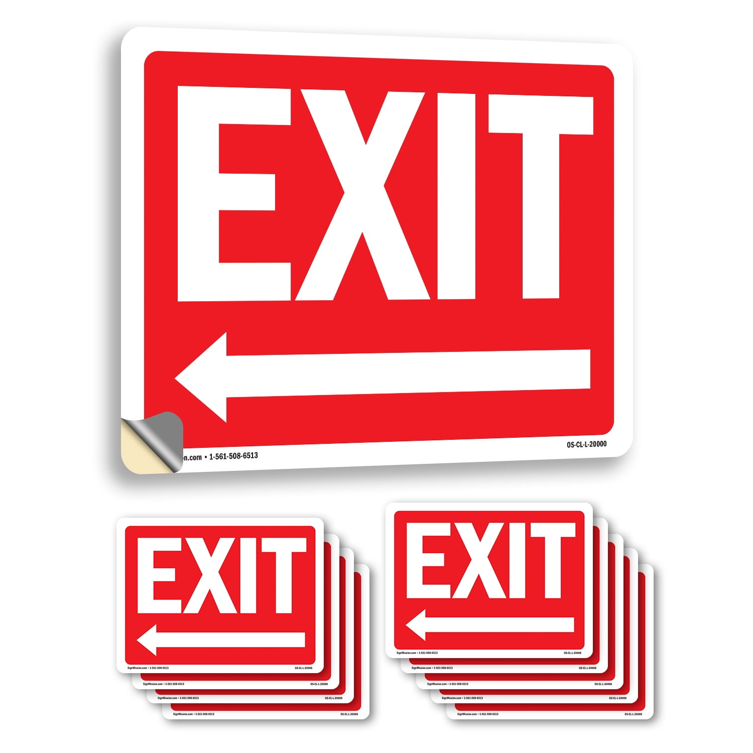 Exit with Left Arrow OSHA Vinyl Decal Label 7 Inch x 5 Inch - 10 Pack ...