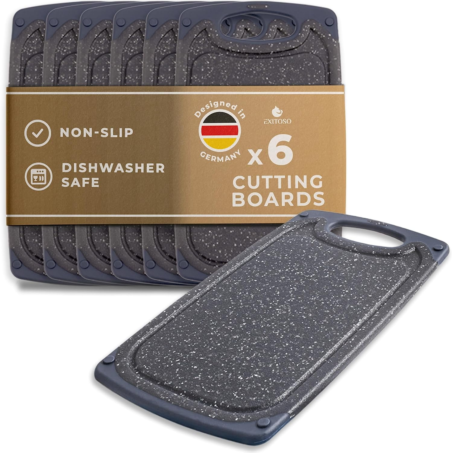 Exitoso® Plastic Cutting Boards - Dishwasher Safe, Set of 6 - Marble ...