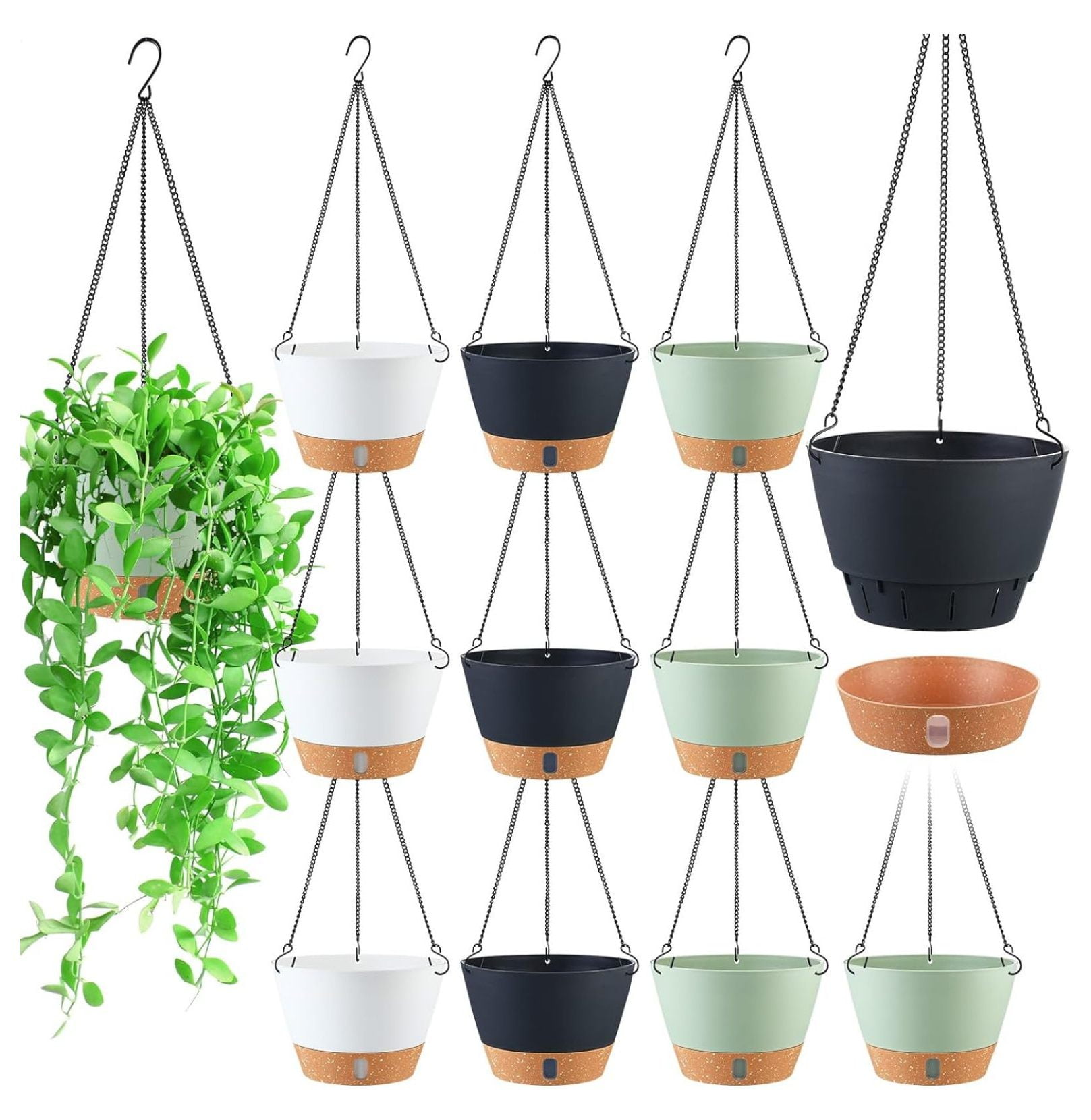 Exlonjet 12 Pcs 8 Inch Hanging Planter Hanging Plant Pot Plastic Round ...