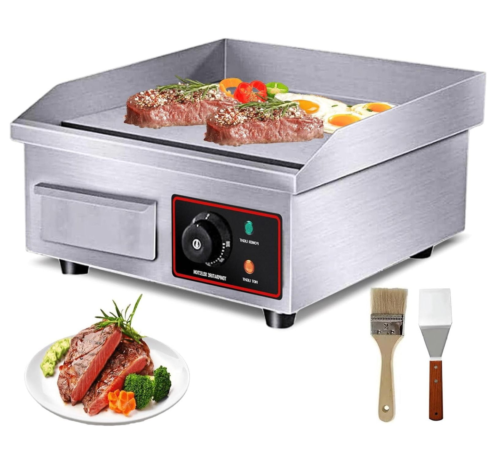 Exlonjet 14'' Electric Countertop Griddle Grill Non-Stick,110V 1500W ...