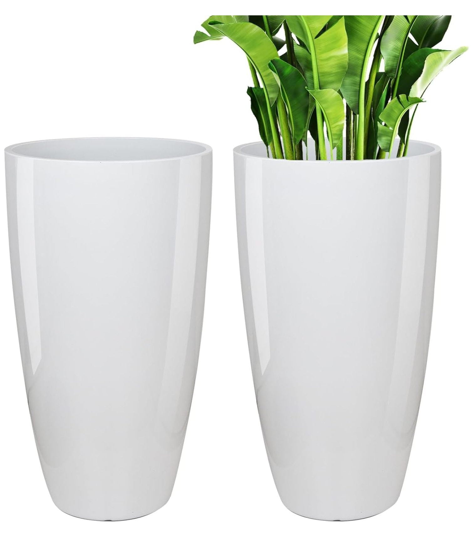Exlonjet 21 inch Tall Green Outdoor Planters Set of 2, Lightweight and ...