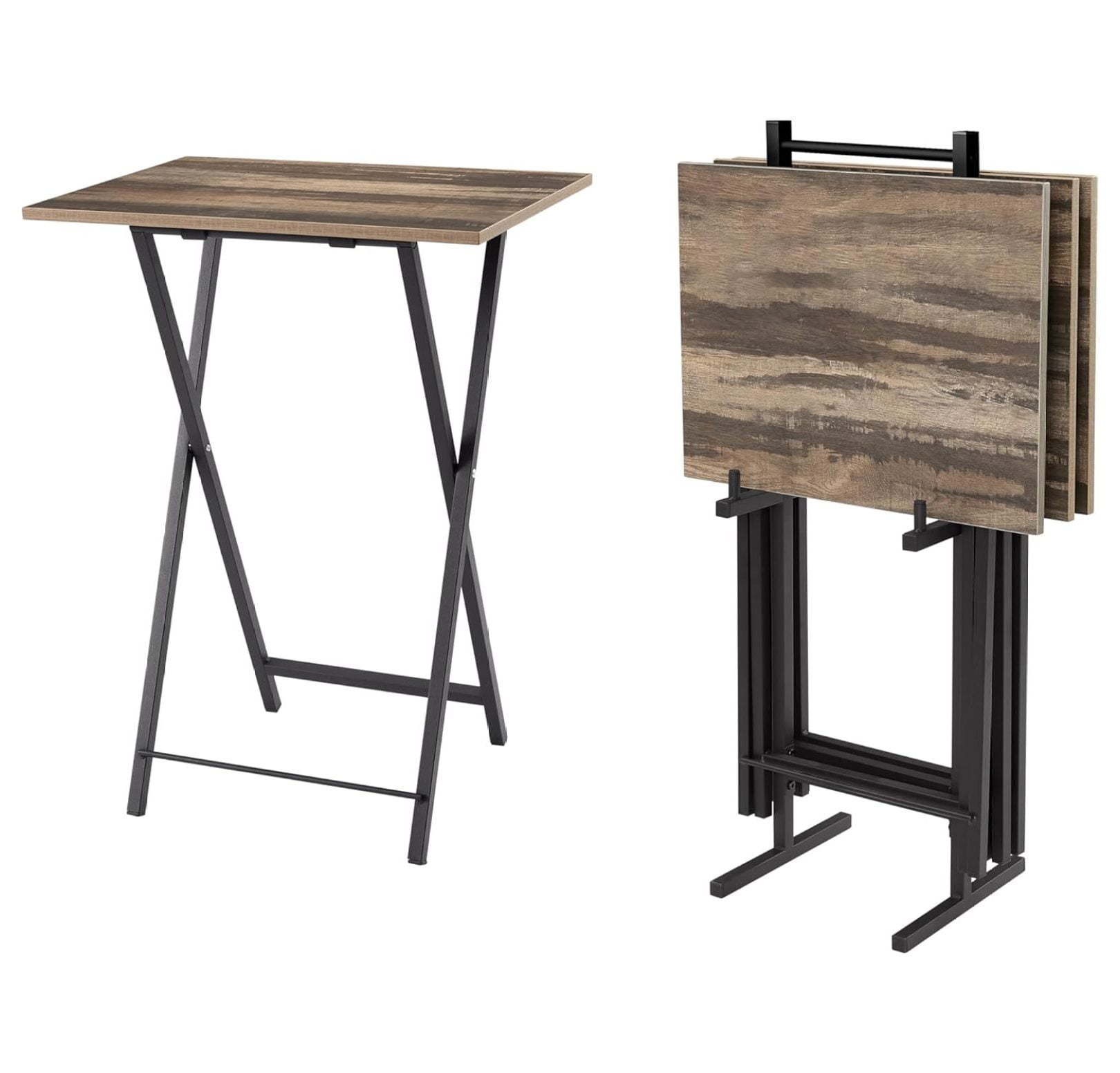 Exlonjet 26" H Folding TV Trays for Eating Set of 4 with Stand ...