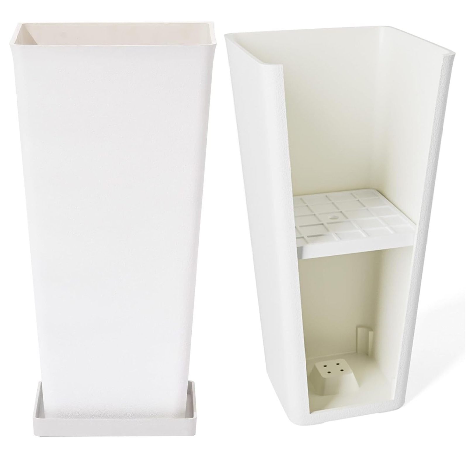 Exlonjet 26 inch White Tall Planters for Outdoor Plants,Set of 2 Large ...