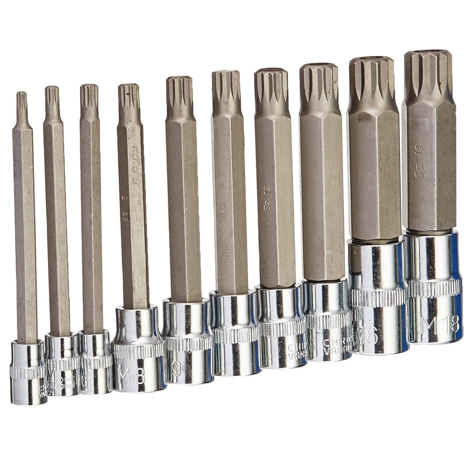 Exlonjet 4-Inch Extra Long XZN Triple Square Spline Bit Socket Set ...