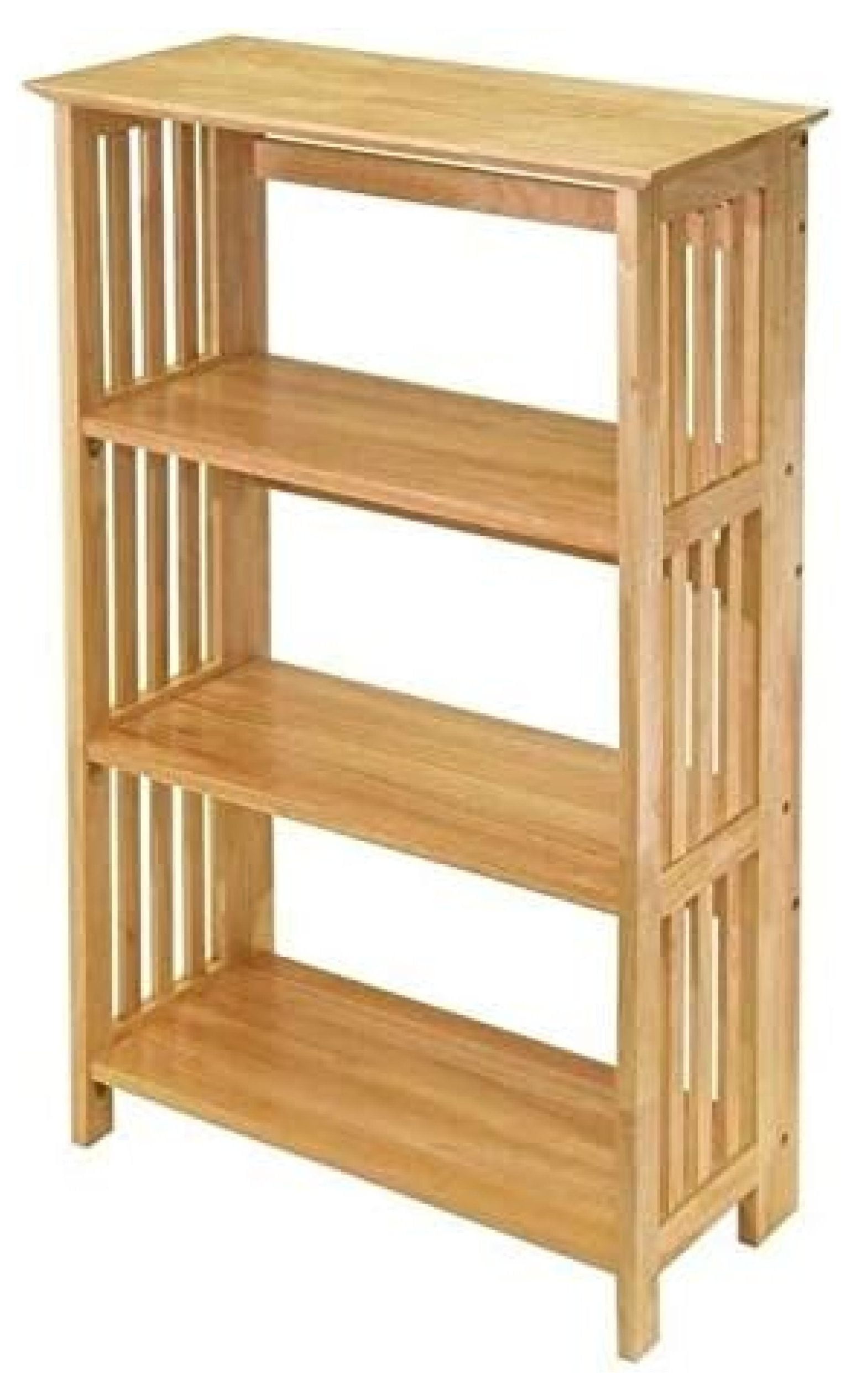 Exlonjet 4-Tier Transitional Solid Wood Folding Bookcase in Natural ...