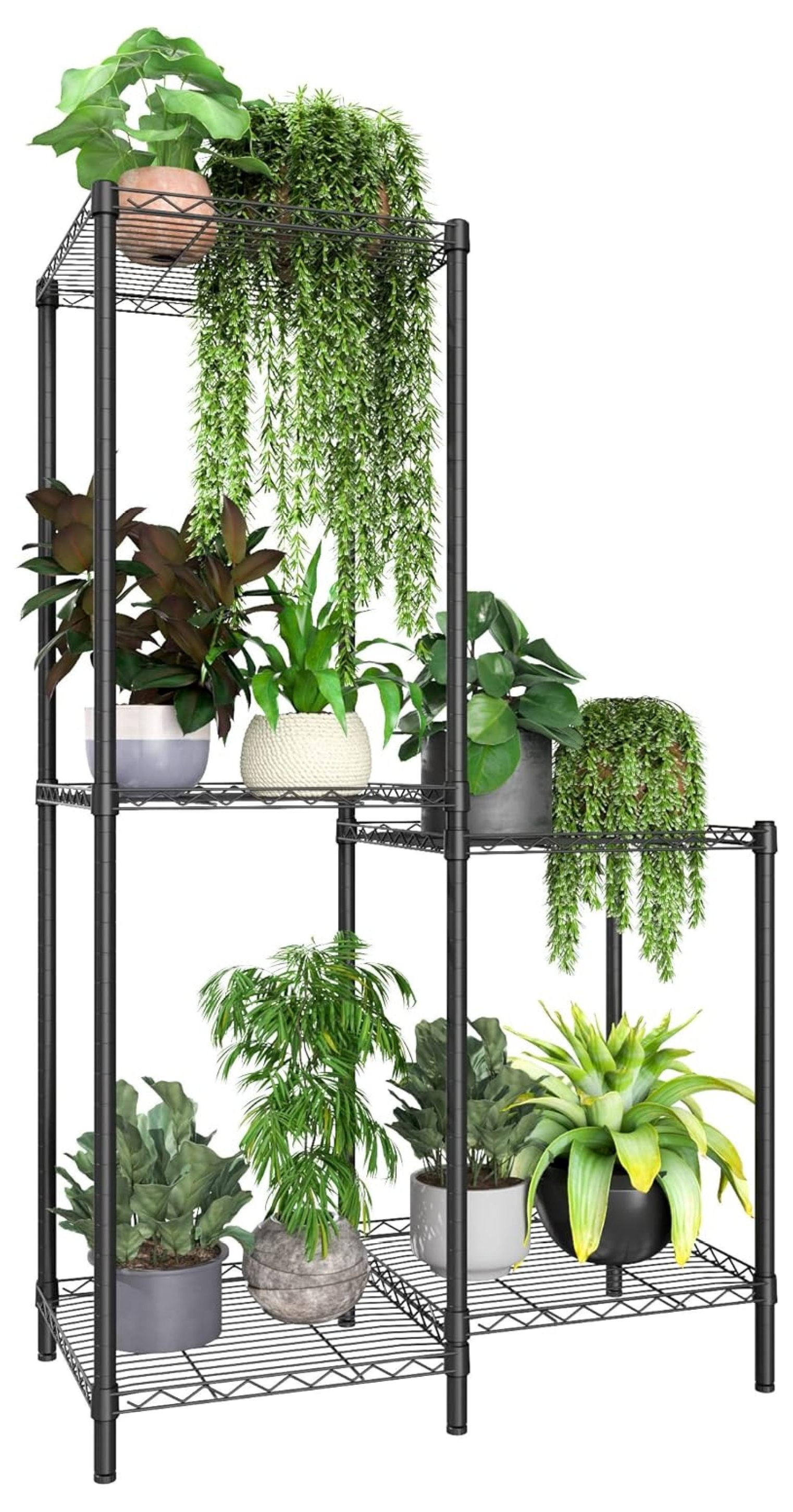Exlonjet 5-Tier Plant Stand for Indoor Outdoor, Reinforced Plant Shelf ...