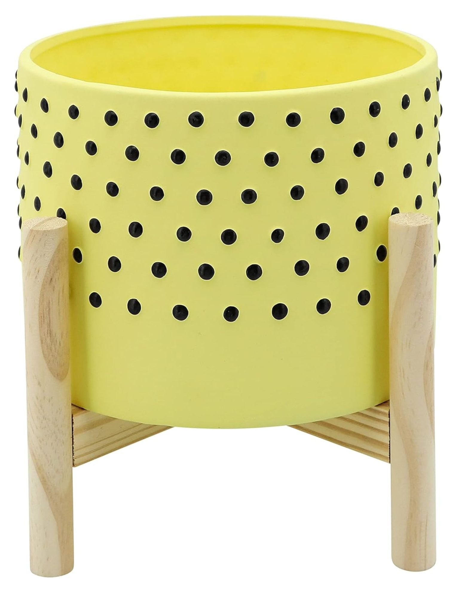 Exlonjet 8" Planter on Stand - Ceramic Planter on Wooden Base ...