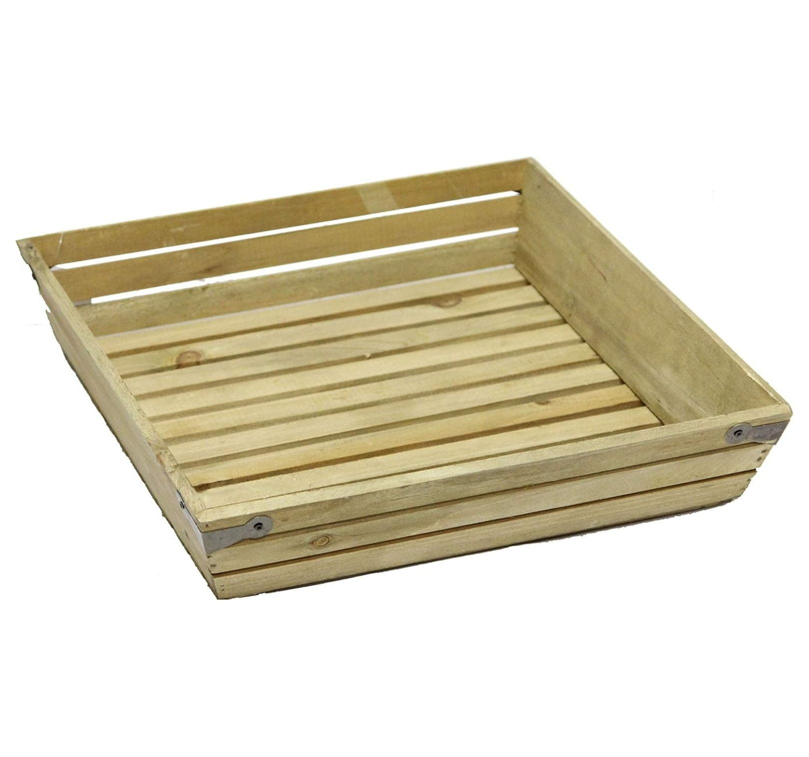 Exlonjet ABN5E020-NTRL Natural Wood Large Shallow Square Crate with ...