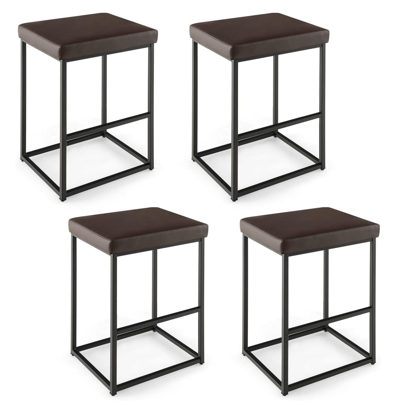 Exlonjet Bar Stools Set of 4, Max Load 350 Lbs, 30-inch Height PU ...