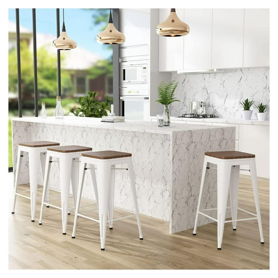 Exlonjet Bar Stools Set of 4 Stackable Metal Bar Stools Industrial ...