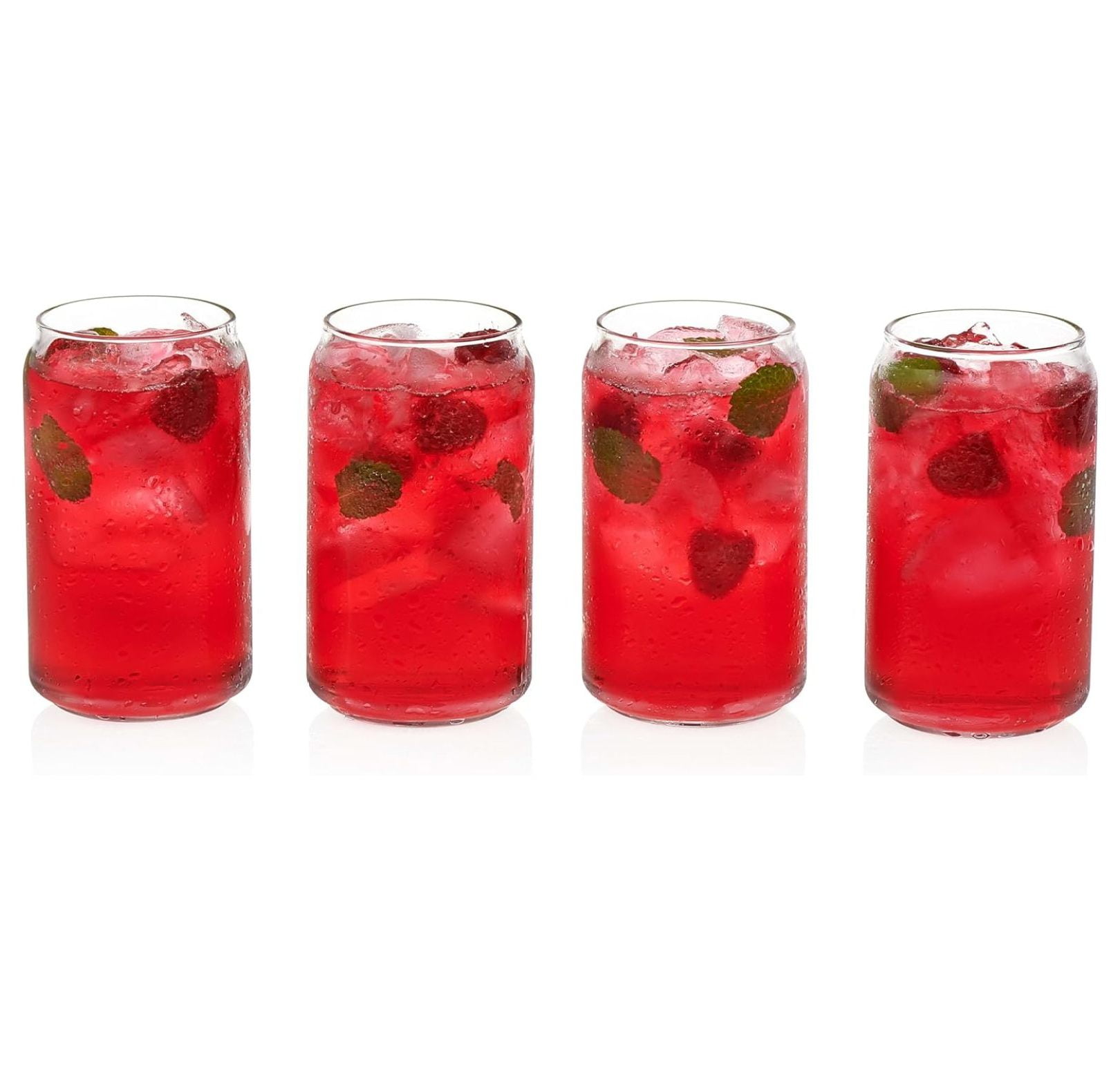 Exlonjet Classic Can Glasses Set of 4, Clear Kitchen Glassware Sets for ...