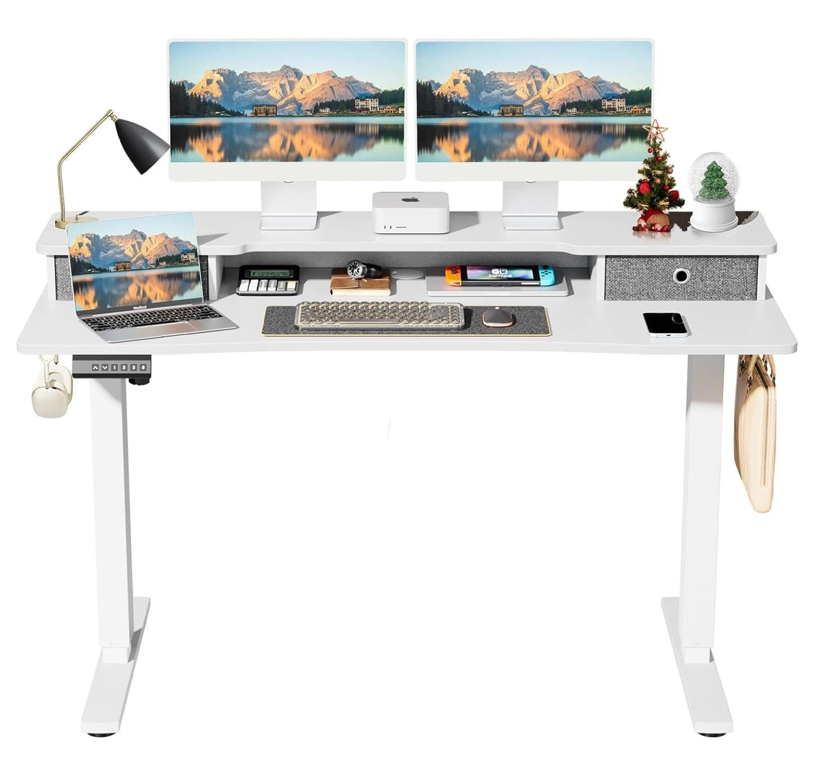 Exlonjet Electric Standing Desk Adjustable Height with Drawers, 55 x 24 ...