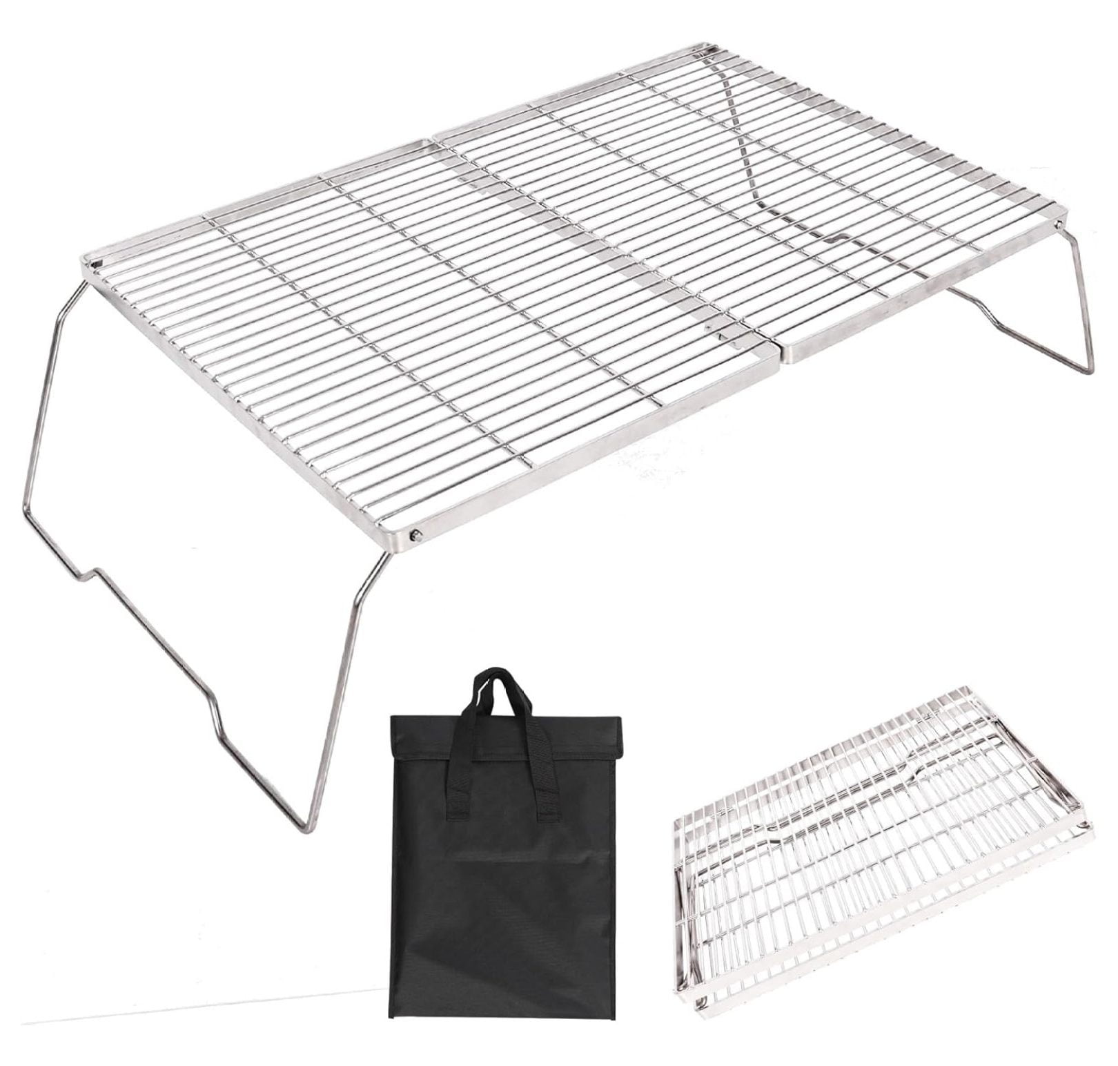 Exlonjet Extra Large Folding Campfire Grill 304 Stainless Steel Grate ...