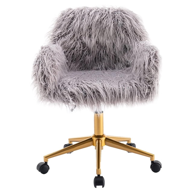 Exlonjet Fluffy Desk Chair, Faux Fur Furry Home Office Chair, Fuzzy ...