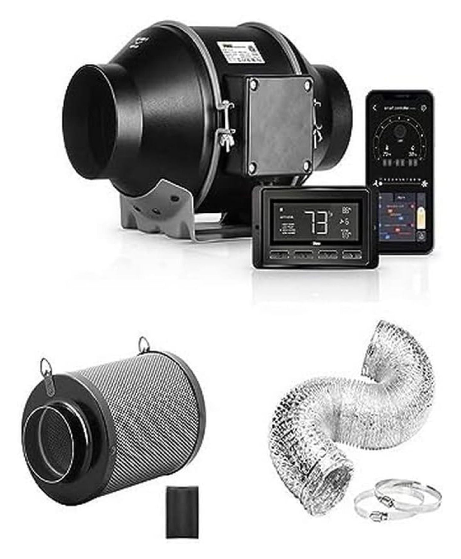 Exlonjet GLFANXHKSETINLECWIFI4D8C 4 Inch Inline Duct Ventilation Smart ...