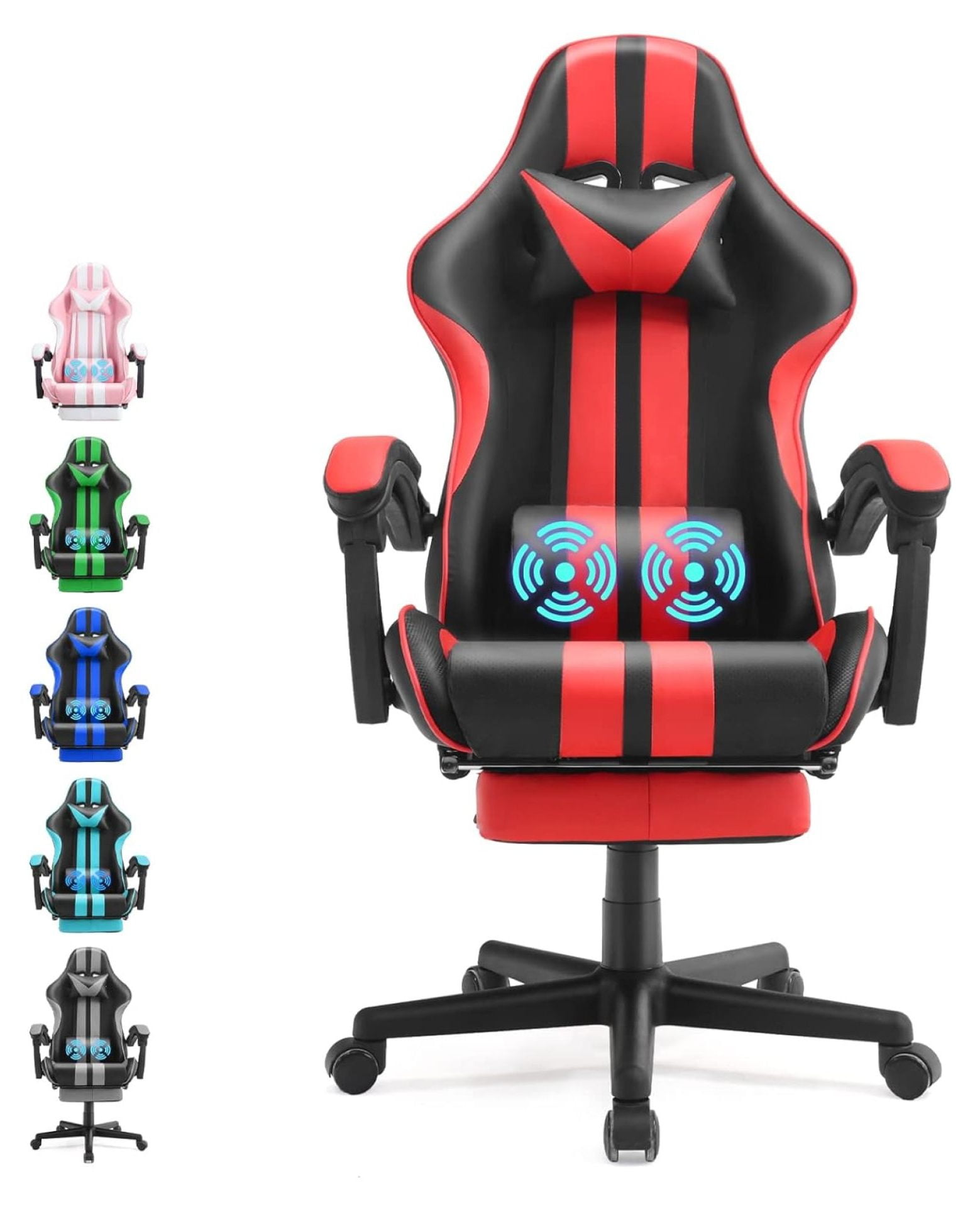 Exlonjet Gaming Chairs Red with Footrest,Ergonomic Racing PC Game ...