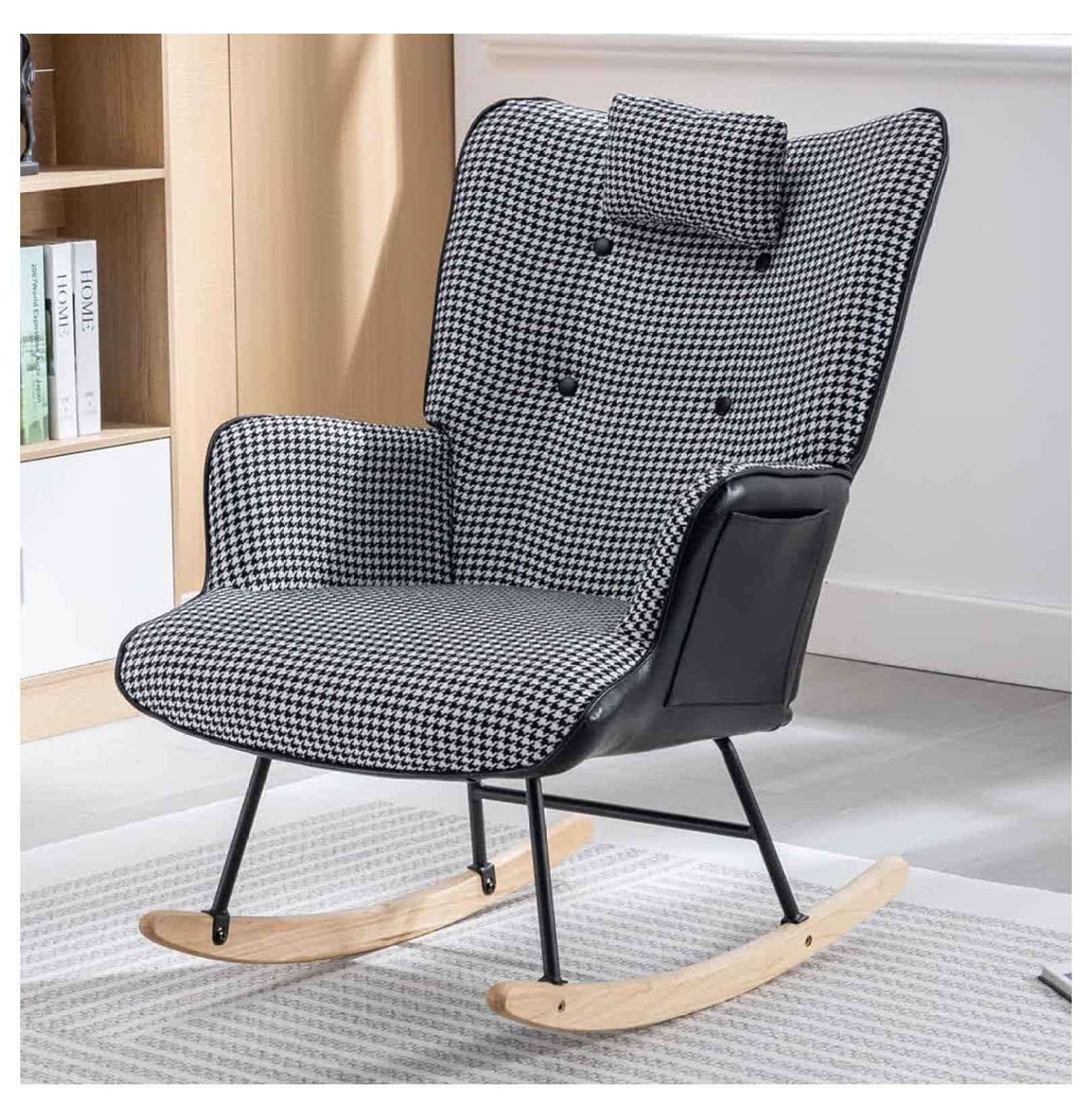 Exlonjet Kids Rocking Chair Nursery, Modern Houndstooth Rocking ...