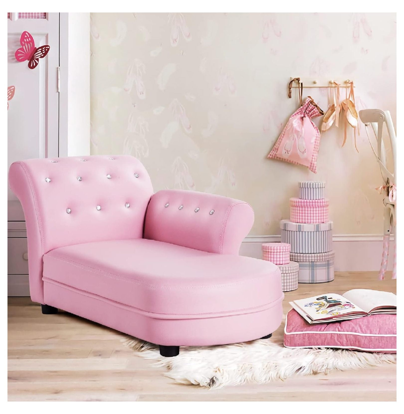 Exlonjet Kids Sofa, Toddler Couch with PVC Leather & Embedded Crystal ...