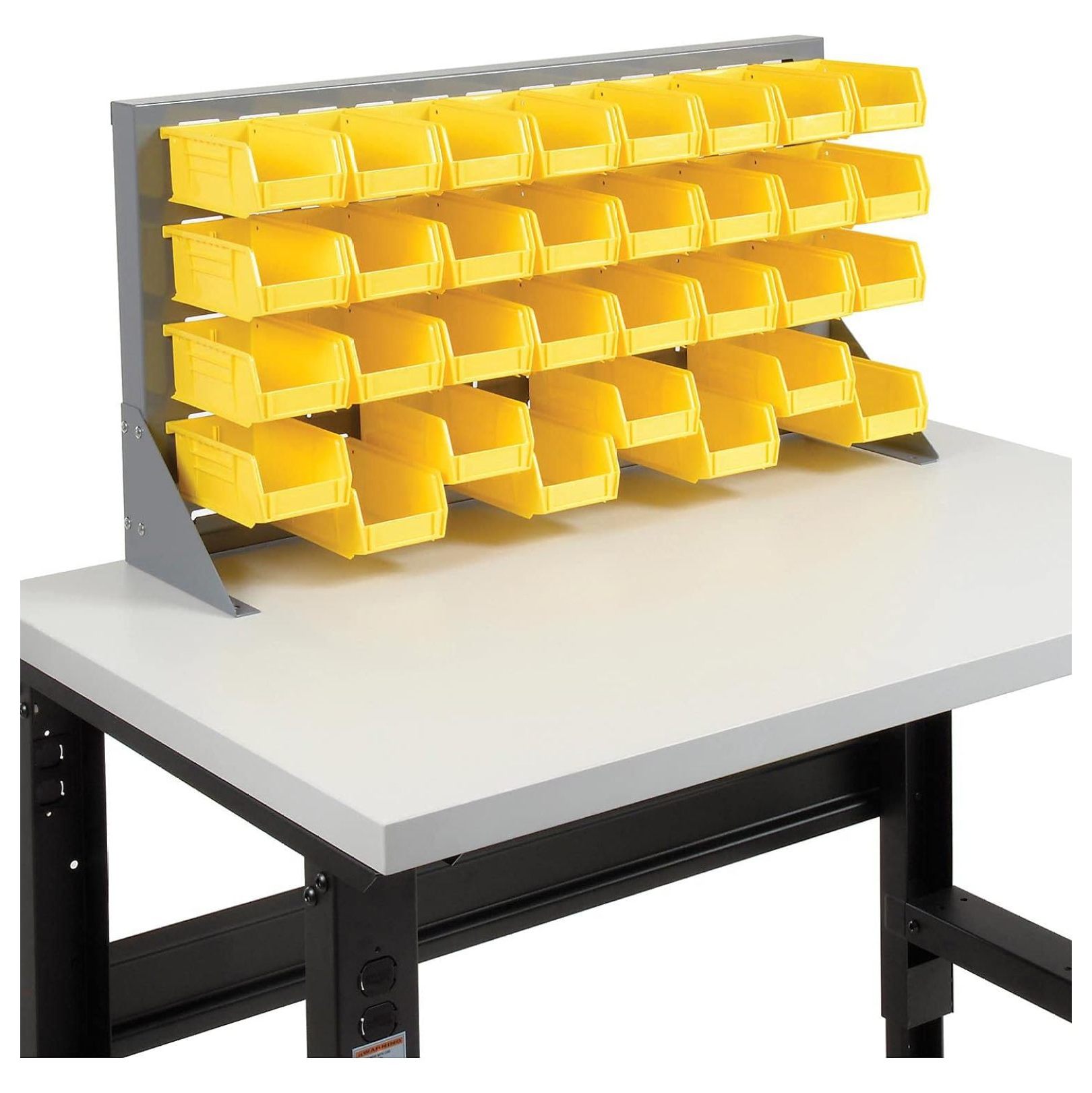 Exlonjet Louvered Bench Rack with (32) Yellow Premium Stacking Bins ...