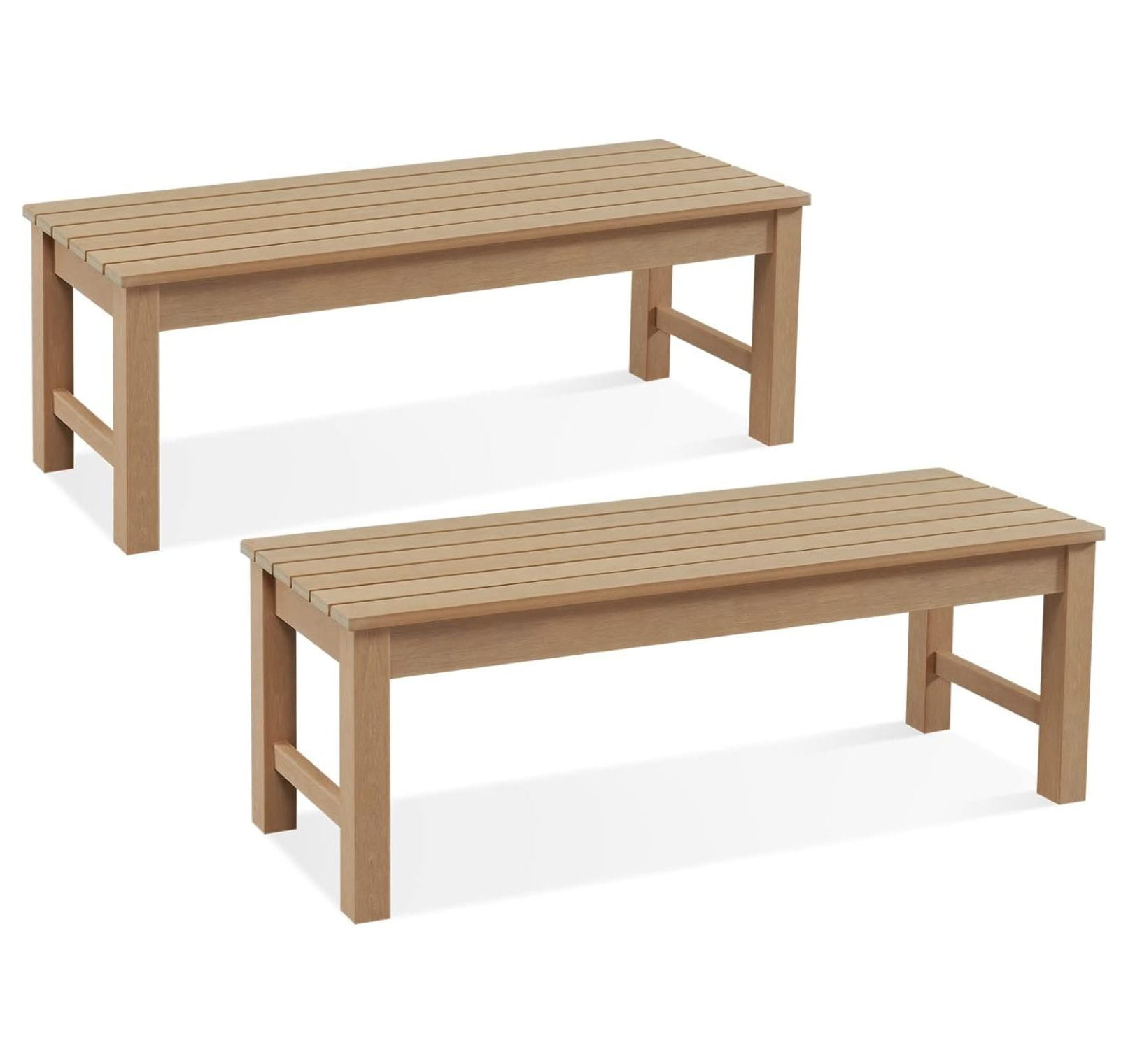 Exlonjet Lumber Outdoor Bench Set of 2, Garden Bench 2 Person ...
