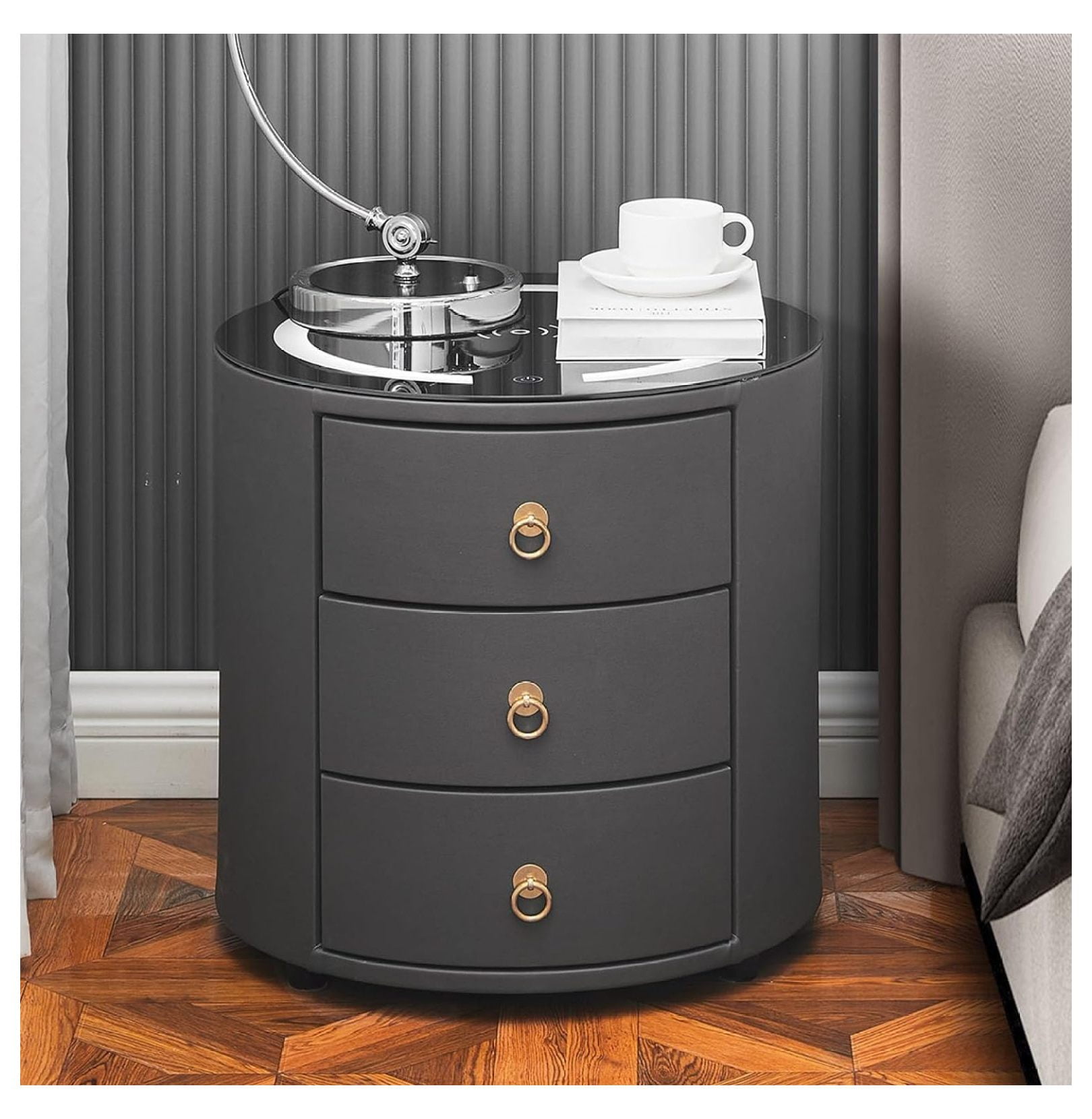 Exlonjet Modern Nightstand with 3 Drawers, Smart Nightstands with Wireless Charging Station ...