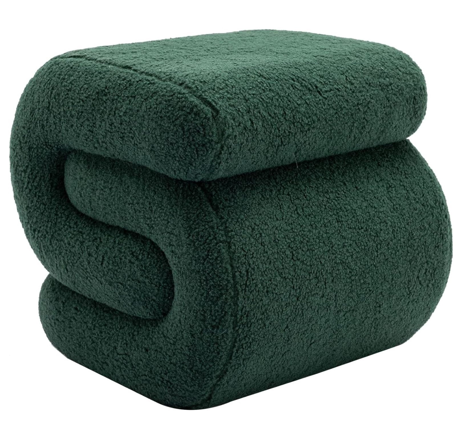 Exlonjet Modern Teddy Fabric Upholstered Ottoman, Exquisite Small End ...