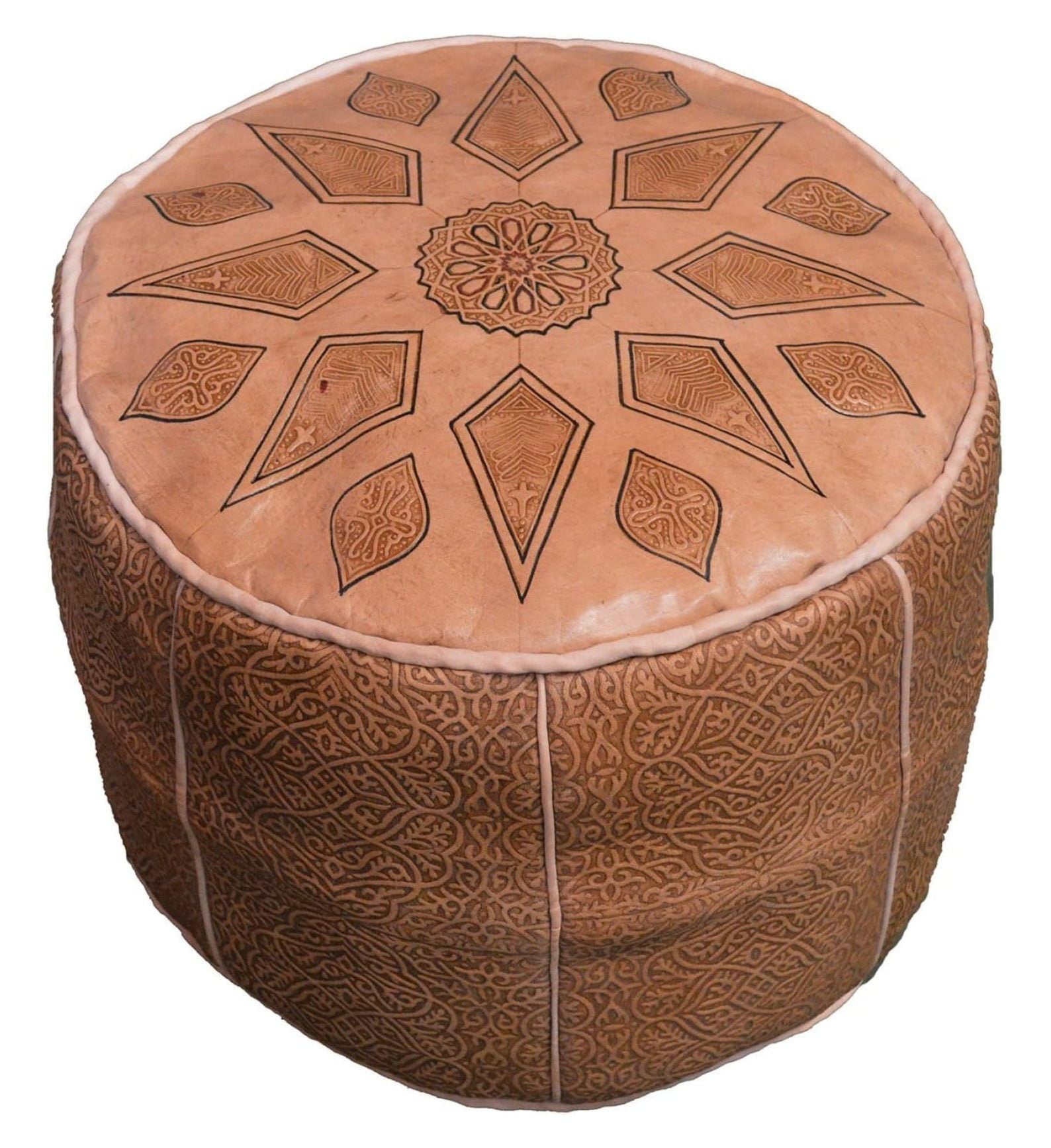 Exlonjet Moroccan Poof 100% Leather Handmade & Hand Carved Traditional ...
