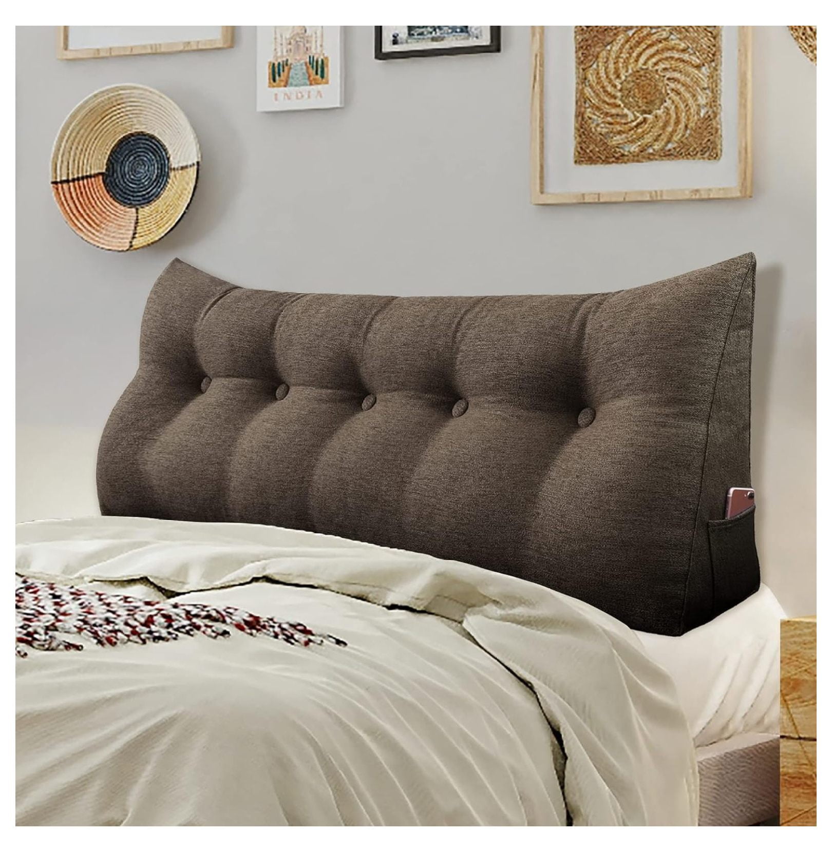 Exlonjet Multifunctional Upholstered Headboard Pillow Queen Size ...