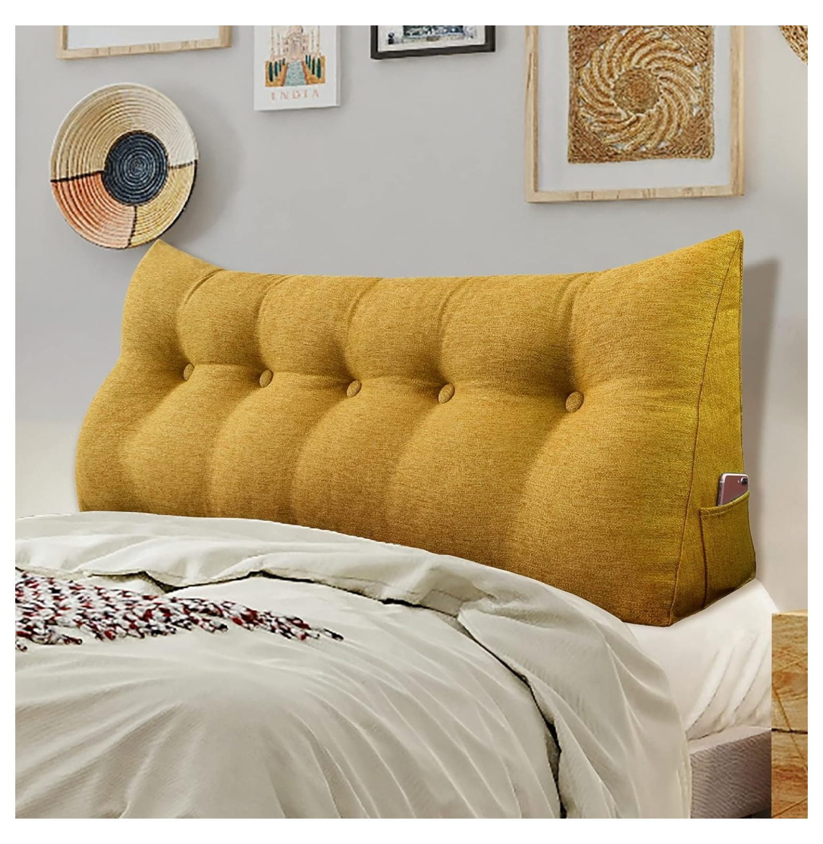 Exlonjet Multifunctional Upholstered Headboard Pillow Queen Size ...