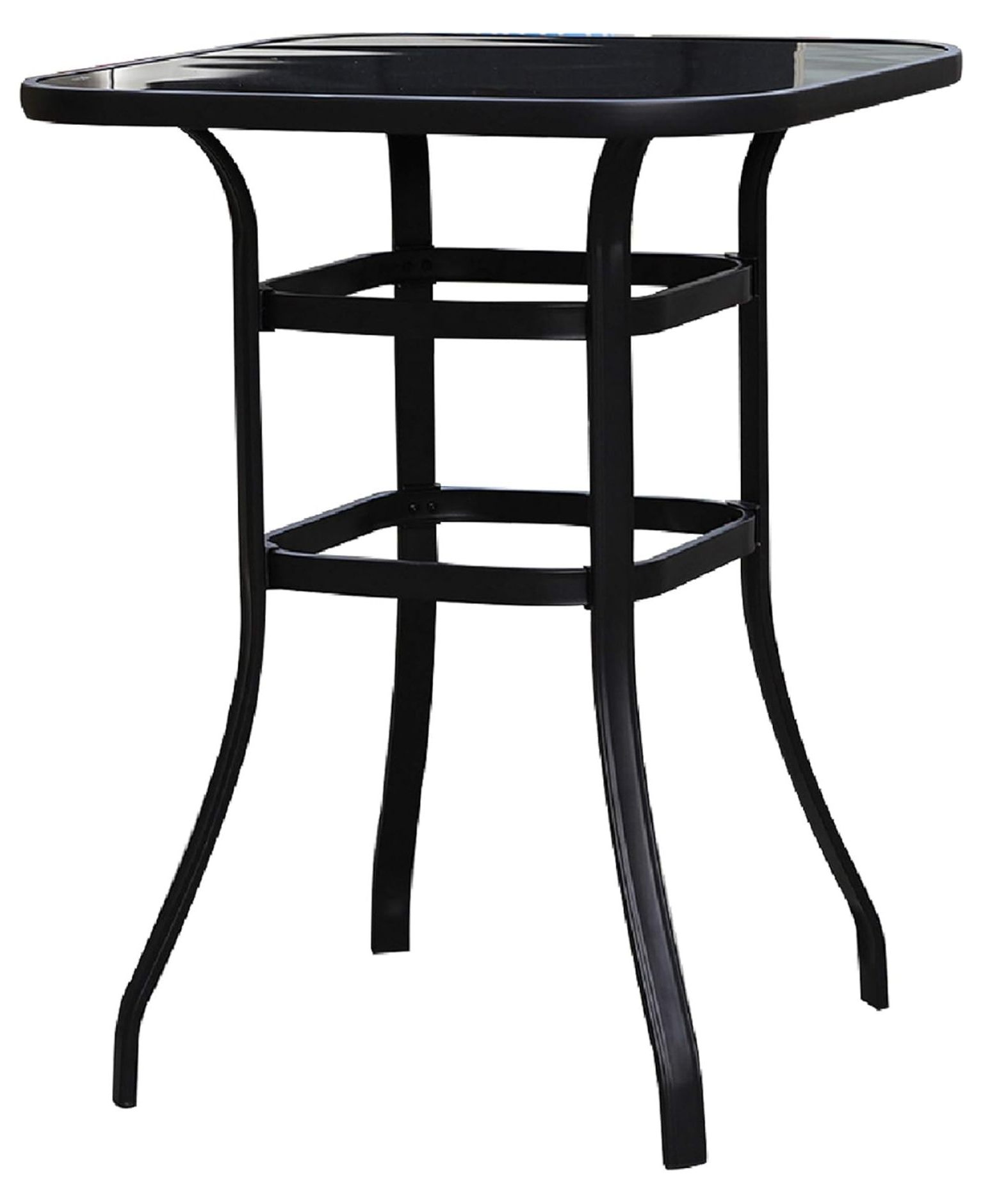 Exlonjet Outdoor Bistro Bar Height Table Metal Frame Square Tempered Furniture Glass Top All ...